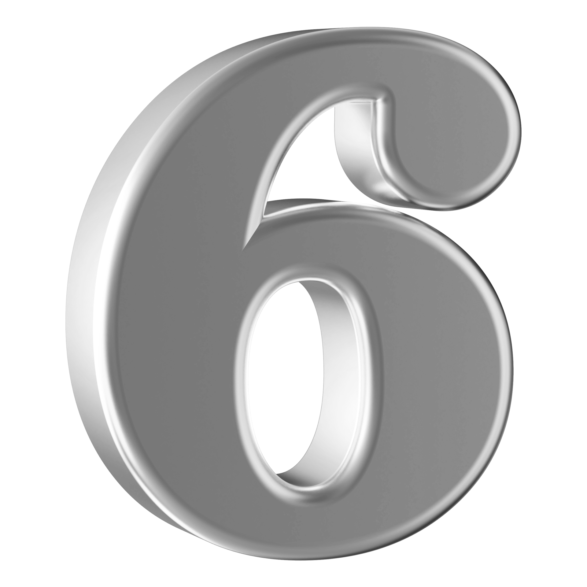 Silver 3d Number 6 46646266 Png