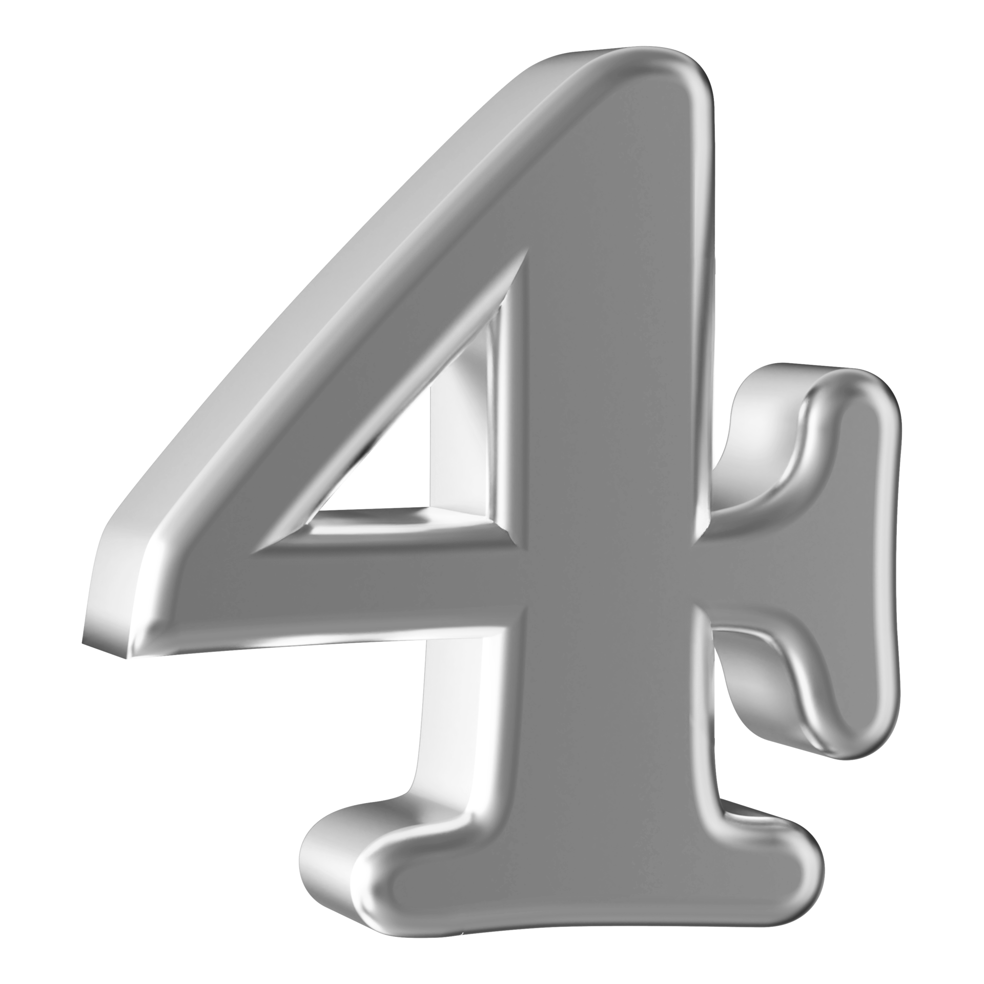 Silver 3d Number 4 46646292 Png