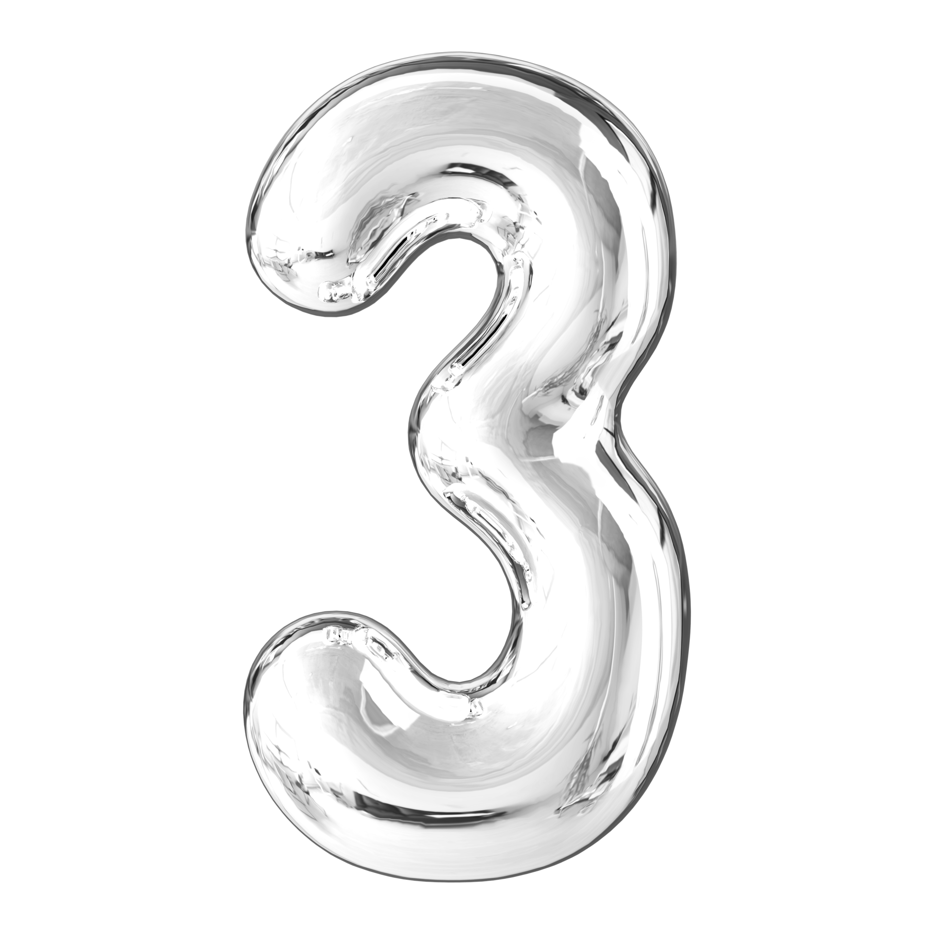 Silver 3d Number 3 46646294 Png