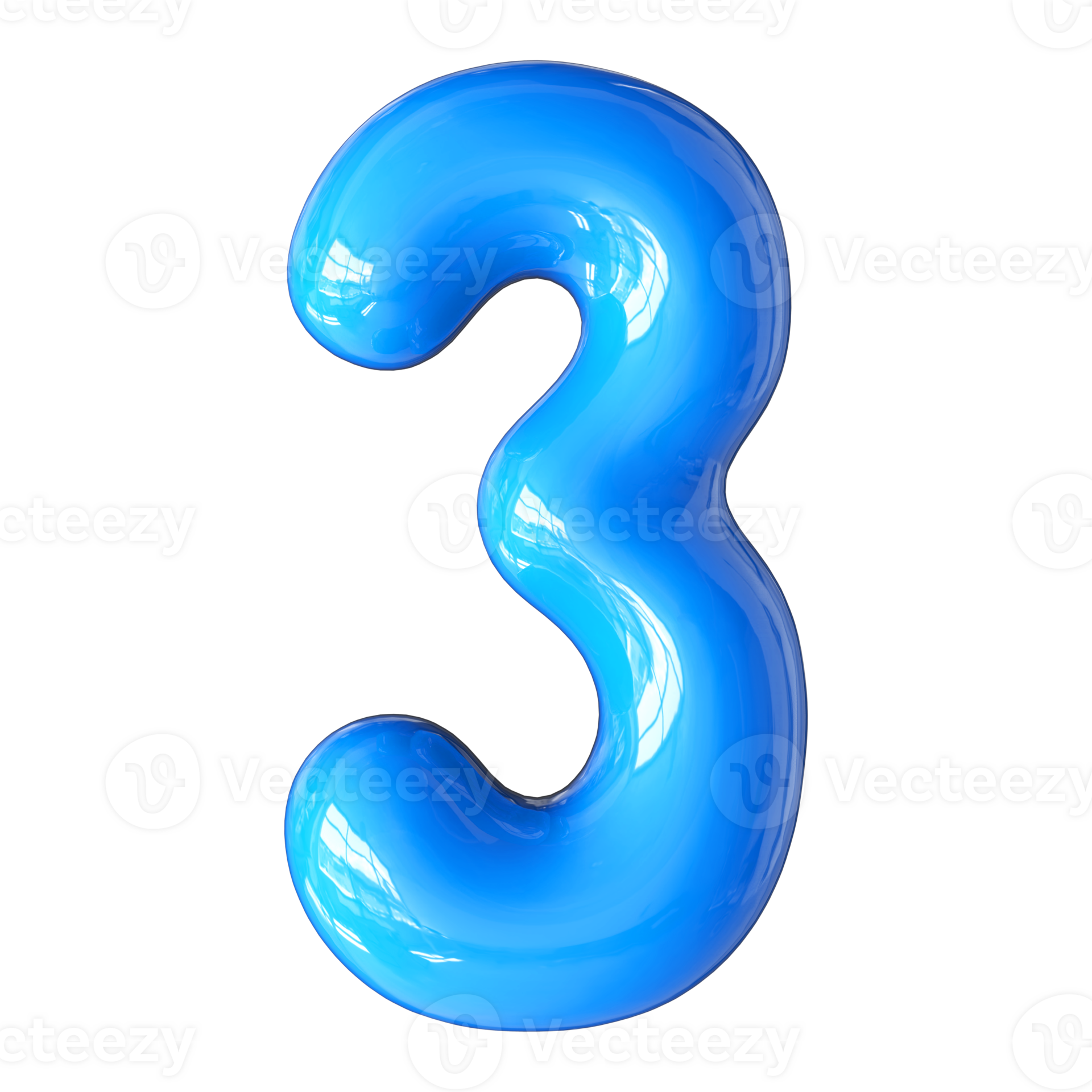 Blue 3D Number 3 46646408 PNG