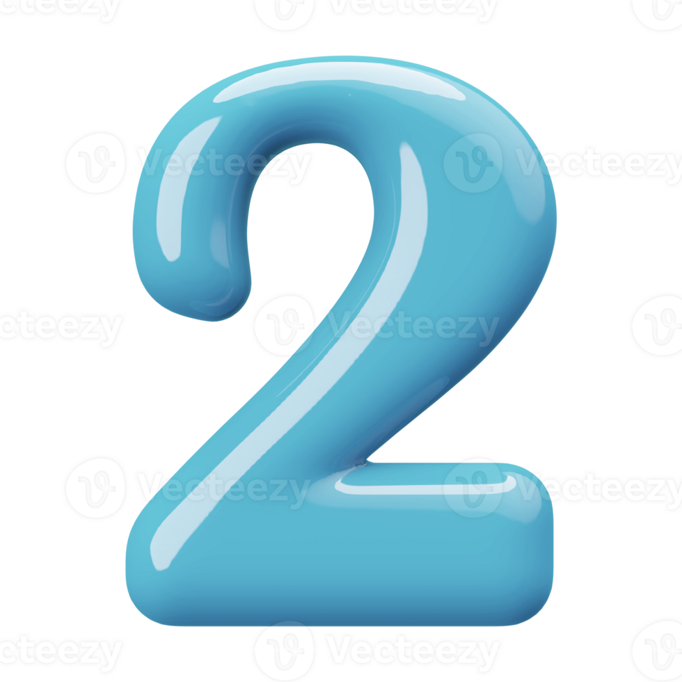 Blue 3D Number 2 46646540 PNG