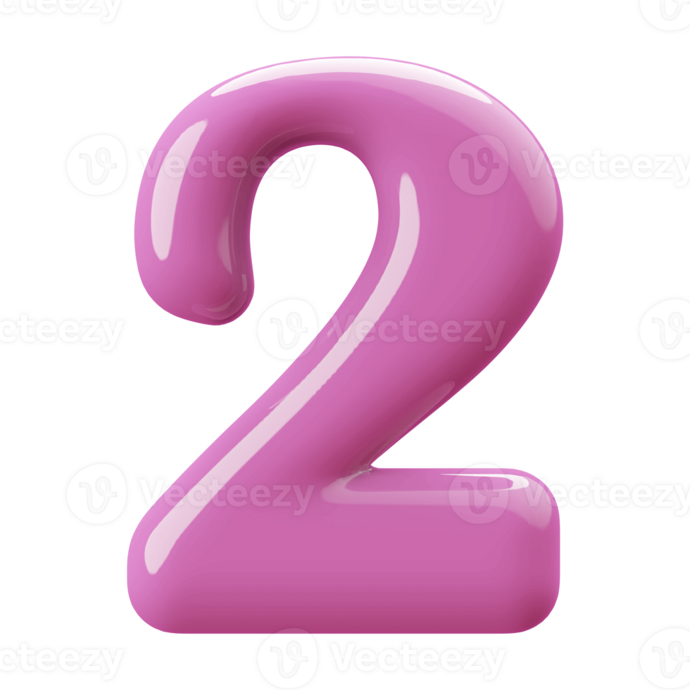 Pink 3D Number 2 46646583 PNG