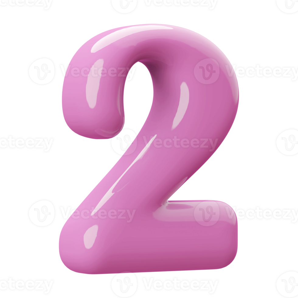 Pink 3d Number 2 46646597 Png