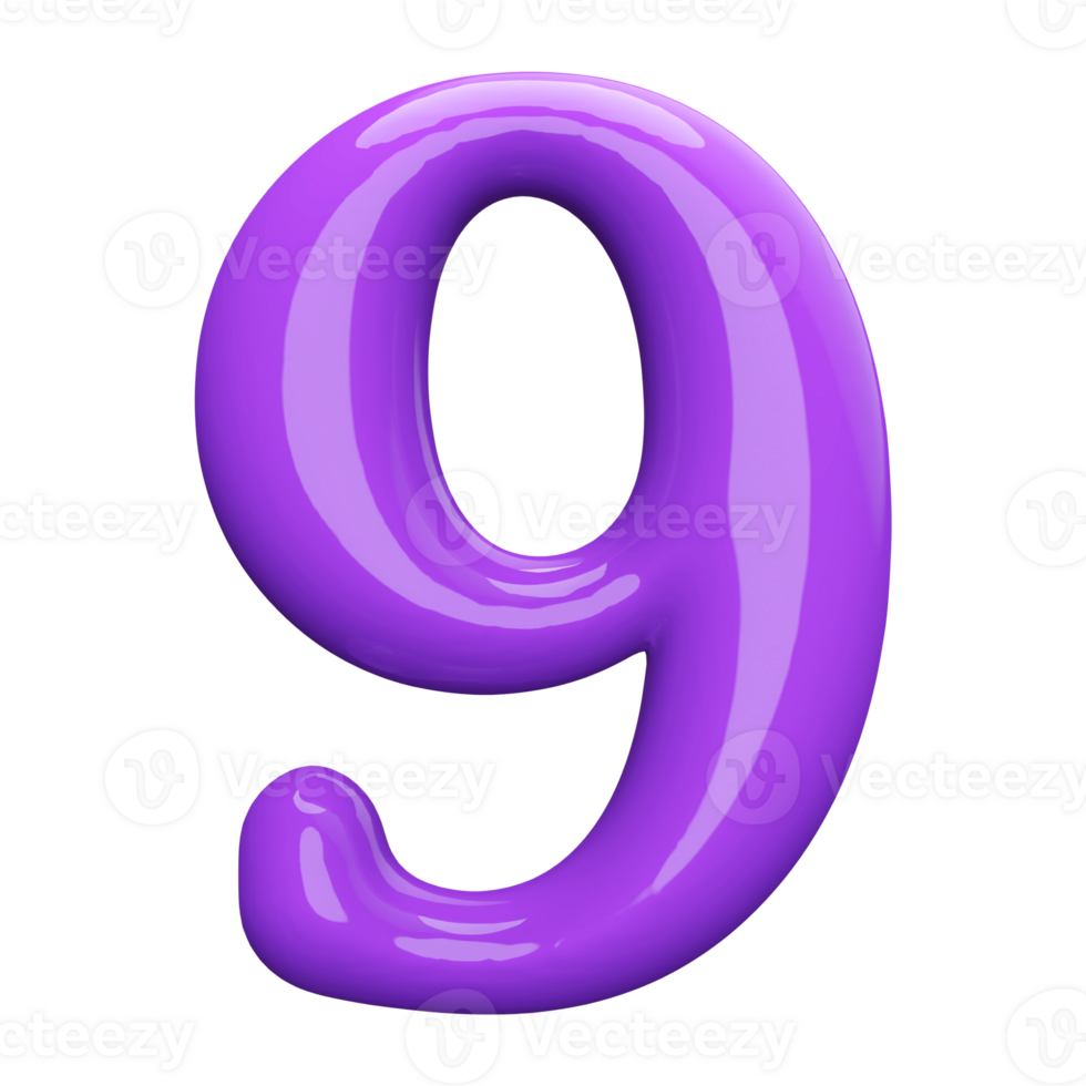 Purple Bubble 3D Number 9 46646662 PNG