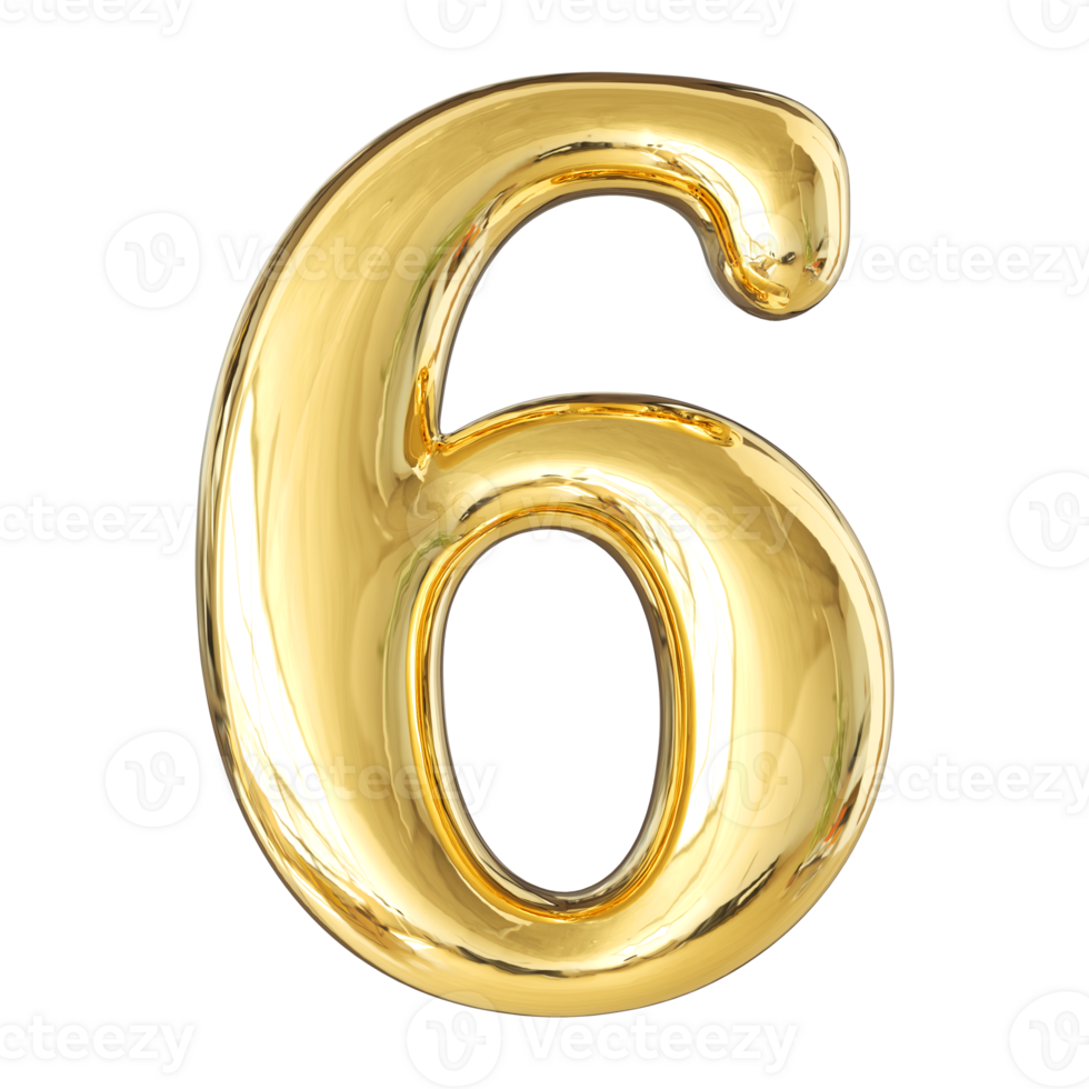 oro burbuja 3d número 6 6 46646731 PNG