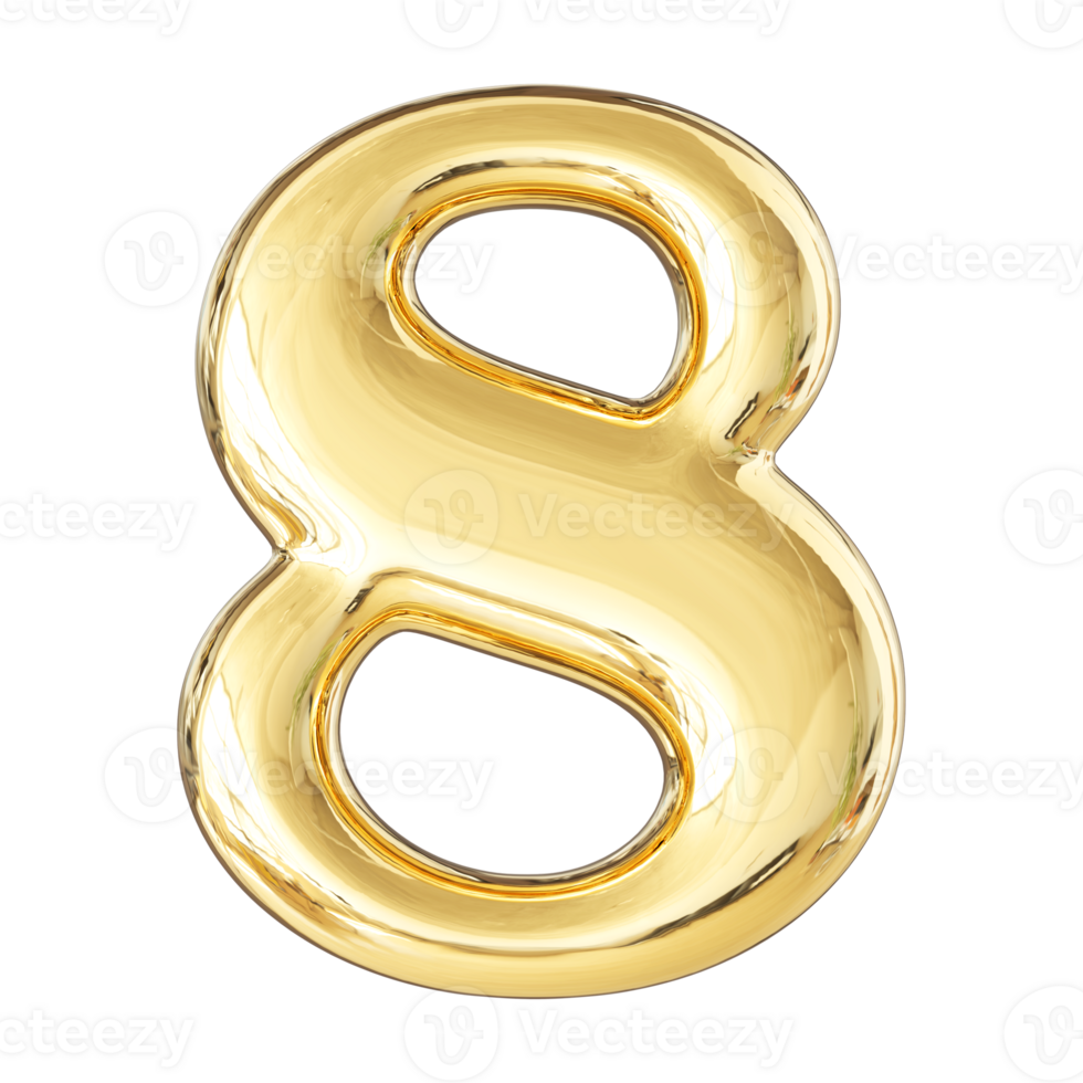 Oro 3d Número 8 46646767 Png