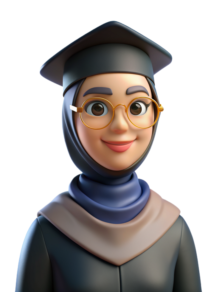 Hijab Girl Wear Mortarboard 3d Art 46647417 Png