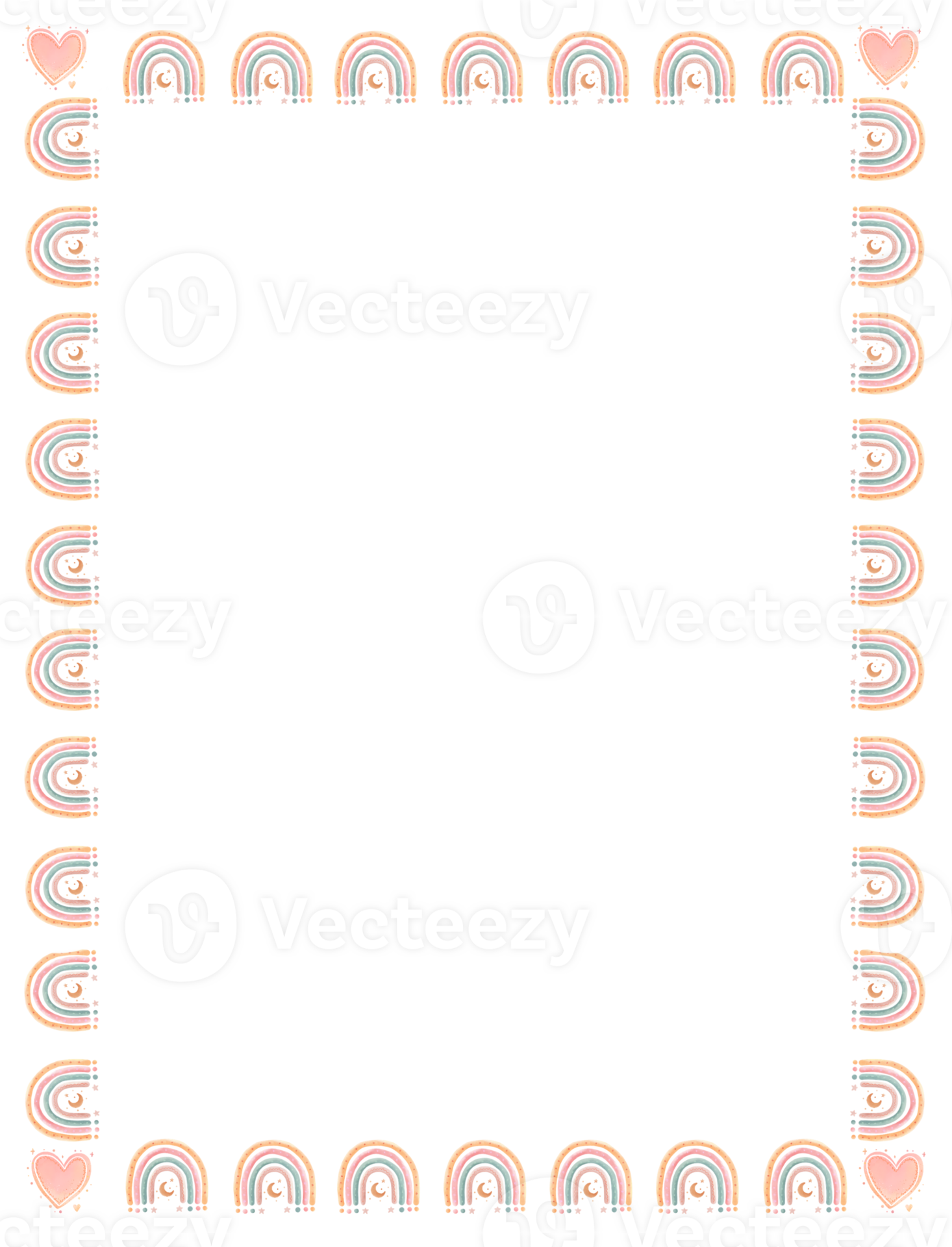 Boho rainbow border frame watercolor 46647655 PNG