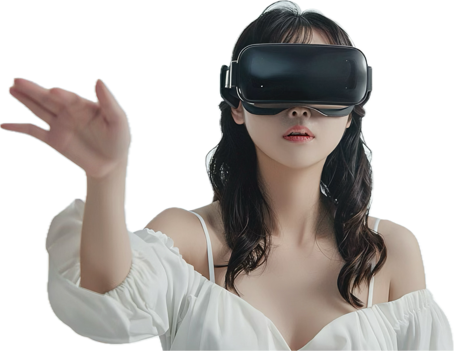 Woman Wearing Virtual Reality Headset 46652304 Png