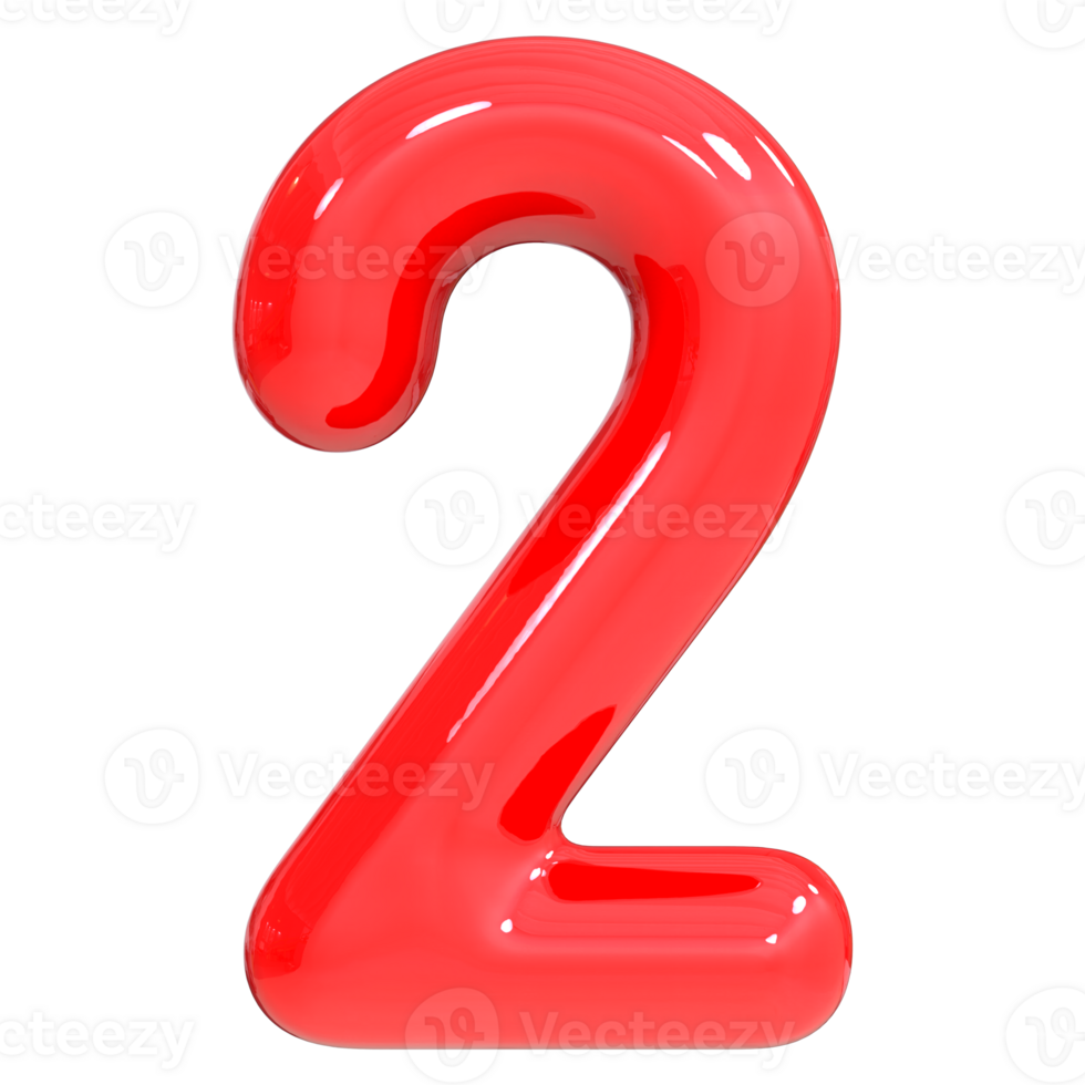 Red Number 2 3D Rendering 46653976 PNG