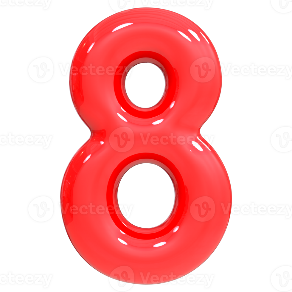 Red Number 8 3D Rendering 46653983 PNG