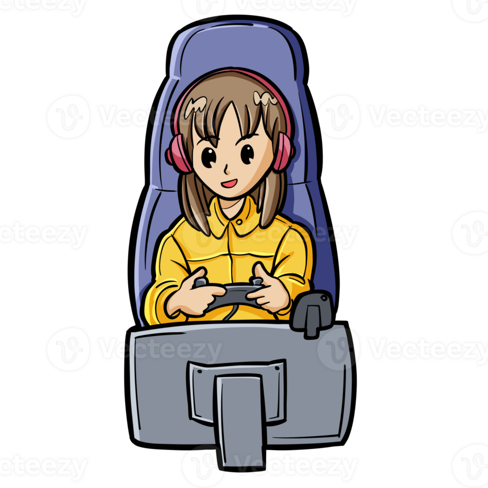 Gamer Girl Streaming With Monitor 46655073 Png 0188