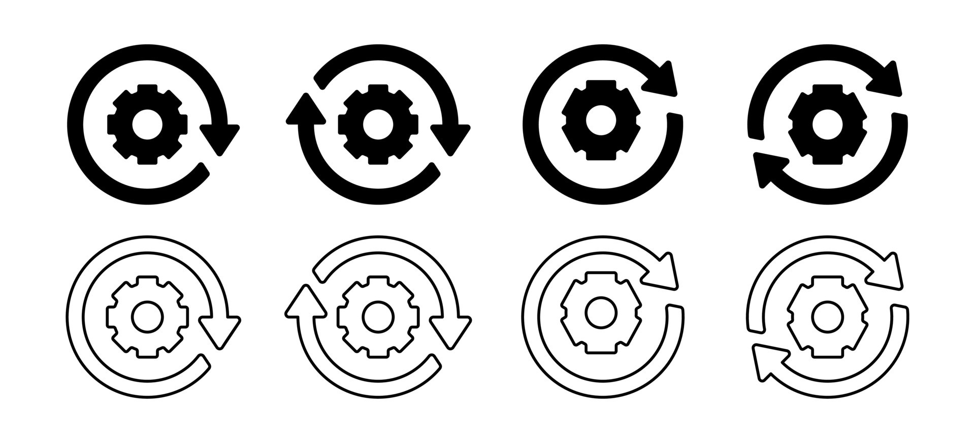 System Update Icon Set Operation Symbol Isolated On White Background