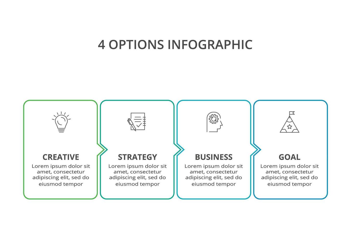 Line infographic with 4 steps, options, parts or processes. Business ...