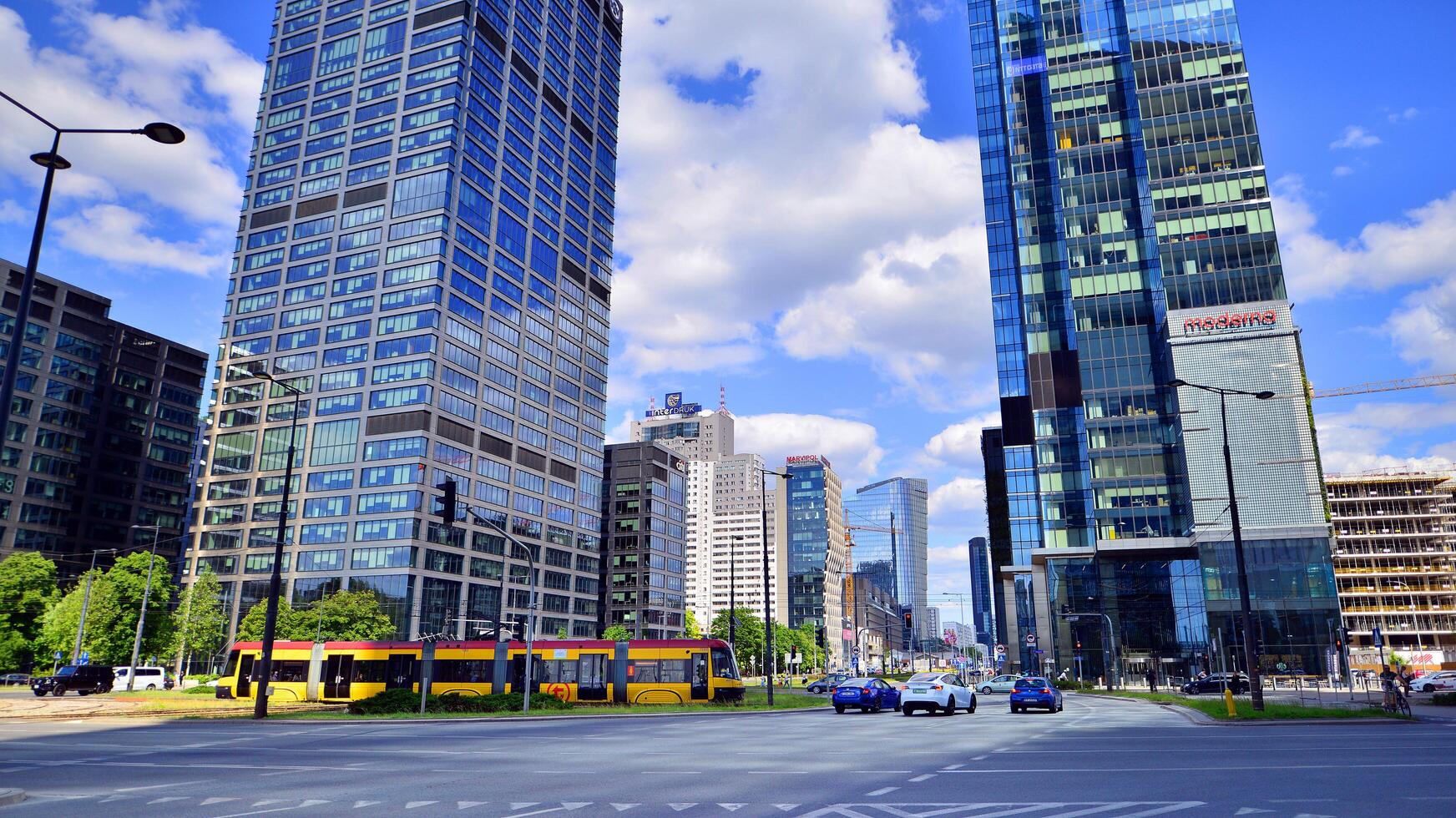 Warsaw, Poland. 18 May 2024. Car traffic at rush hour in downtown area of the city. Car ...