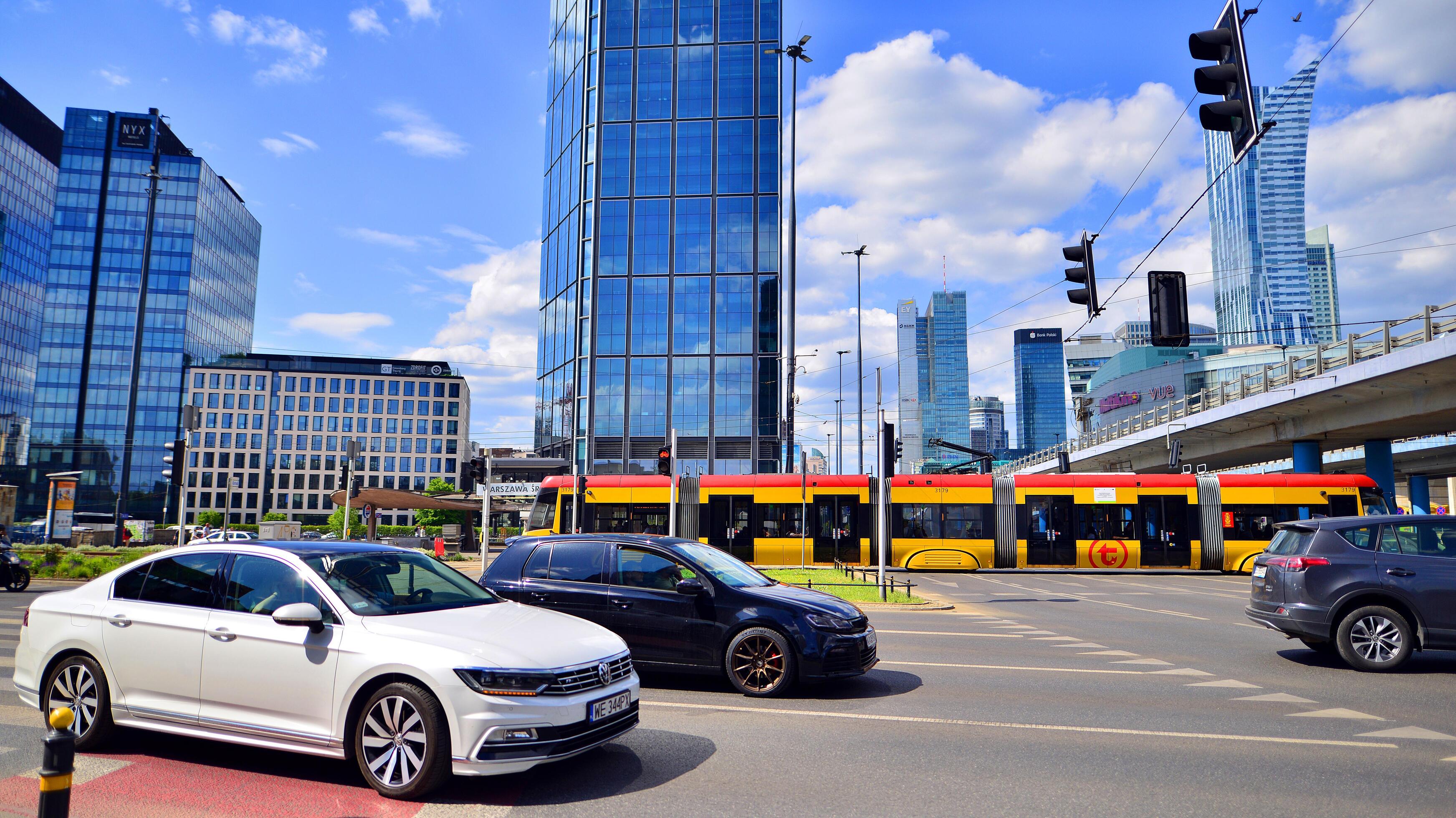 Warsaw, Poland. 18 May 2024. Car traffic at rush hour in downtown area of the city. Car ...