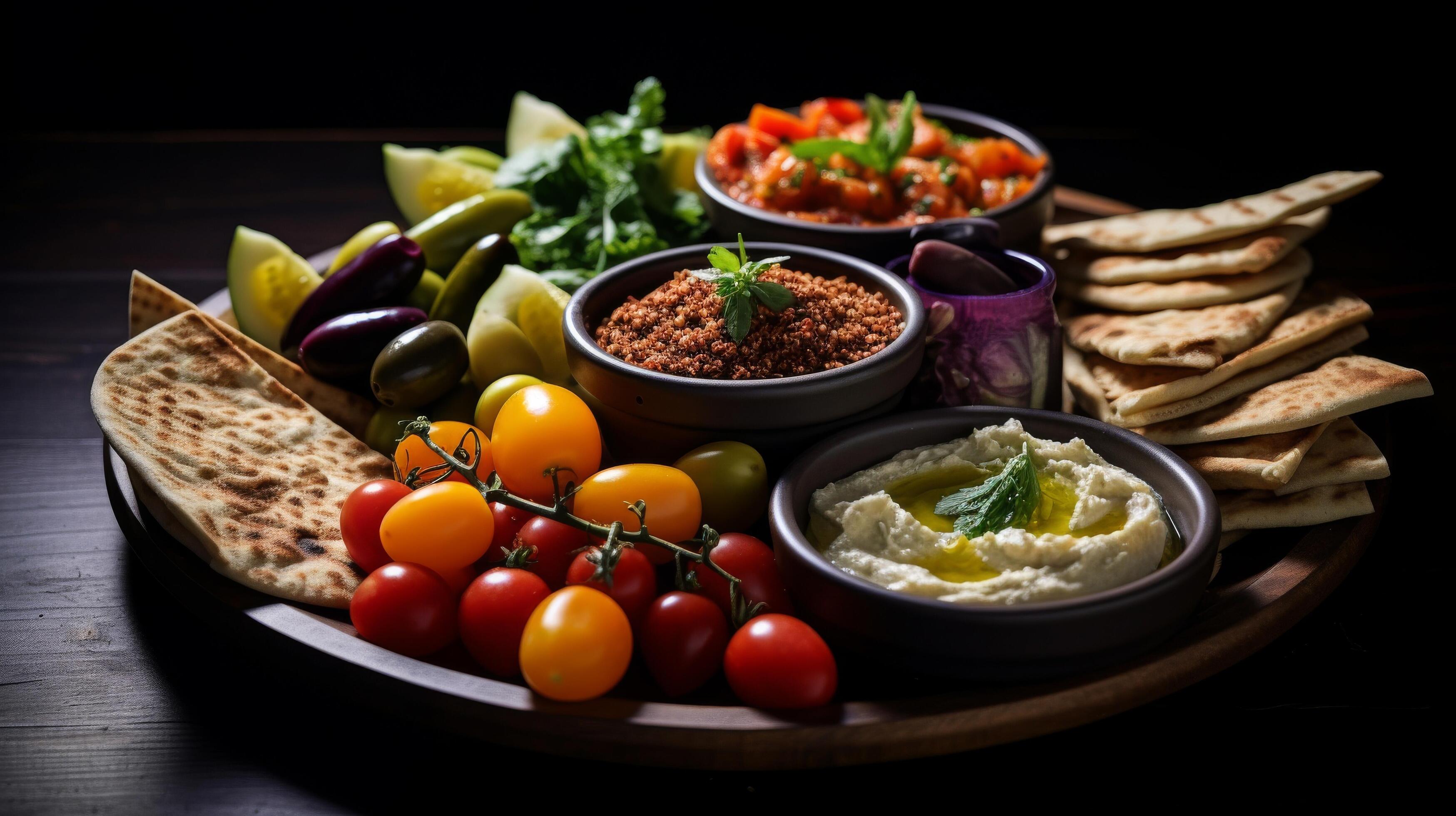 Delicious assortment of Middle Eastern meze 46674264 Stock Photo at ...
