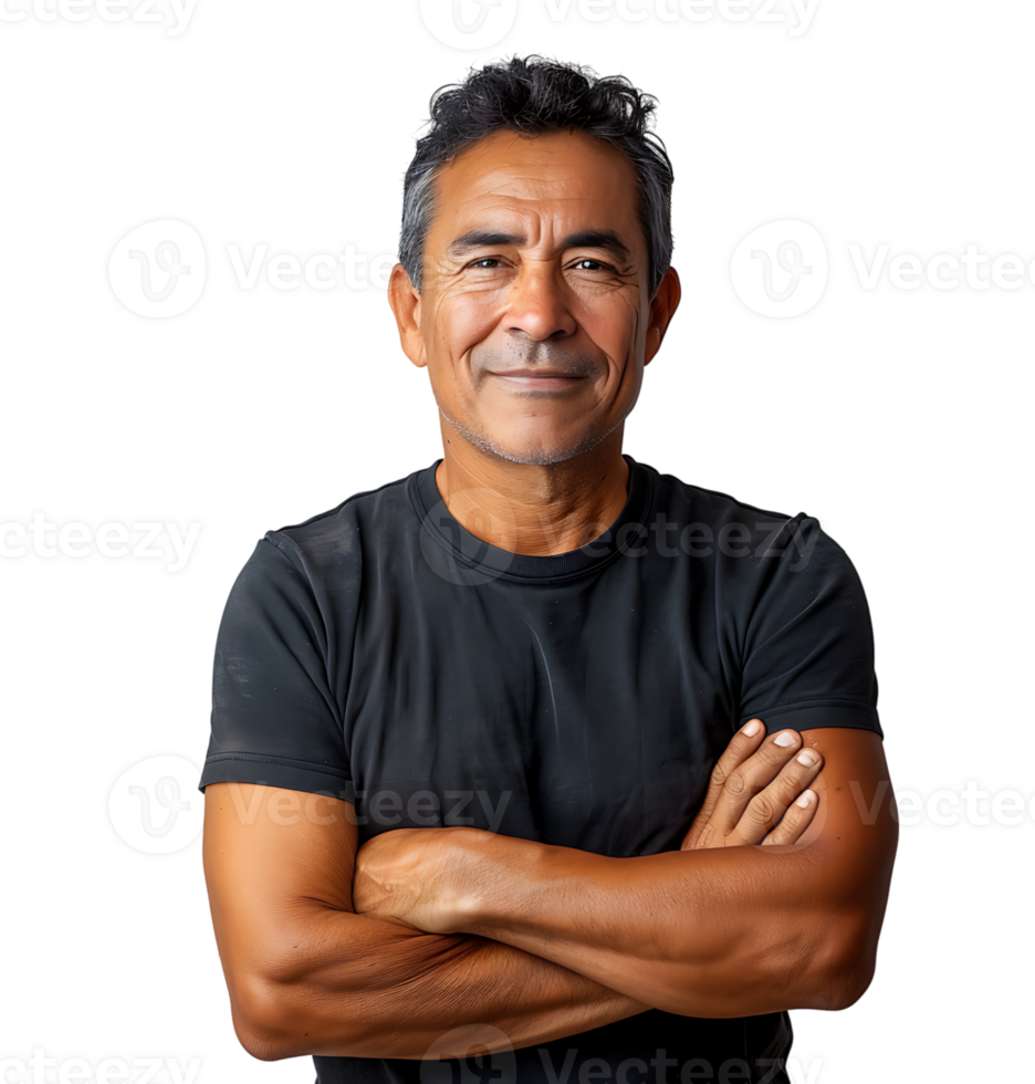 Smiling man with folding arms on isolated transparent background ... Smiling man with folding arms on isolated transparent background ...