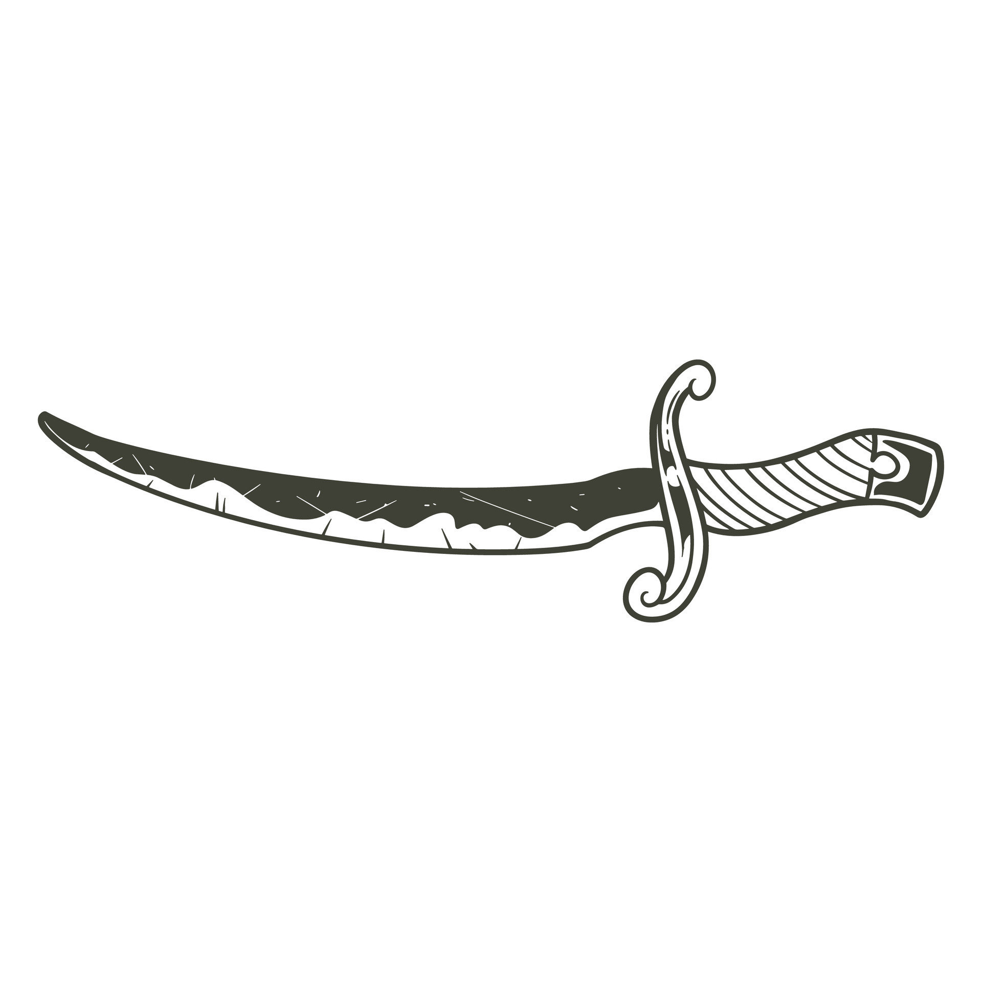 Sword Hand Drawn Doodle Vintage Drawing In Black White Style Pirates Equipment Concept