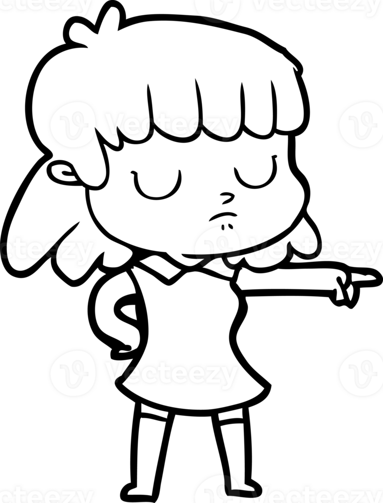 cartoon indifferent woman pointing drawing 46689093 PNG