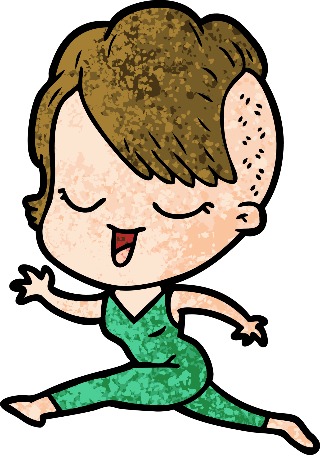 Happy Cartoon Girl Running Drawing 46691772 Png