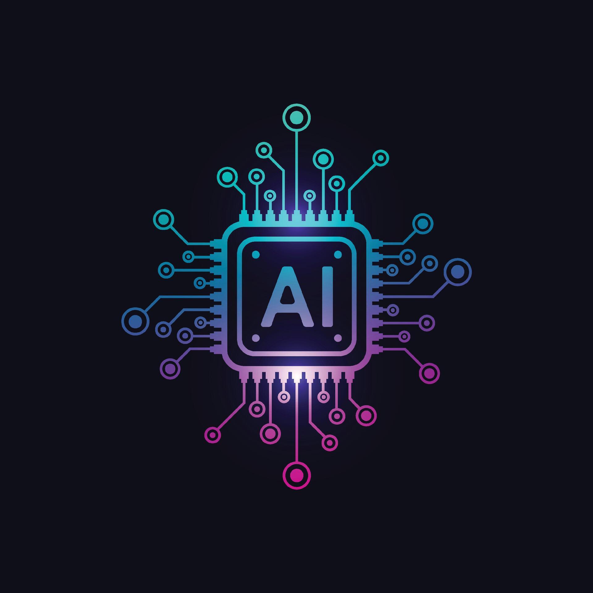 Artificial intelligence circuit line style. Machine learning design. Smart network digital ...