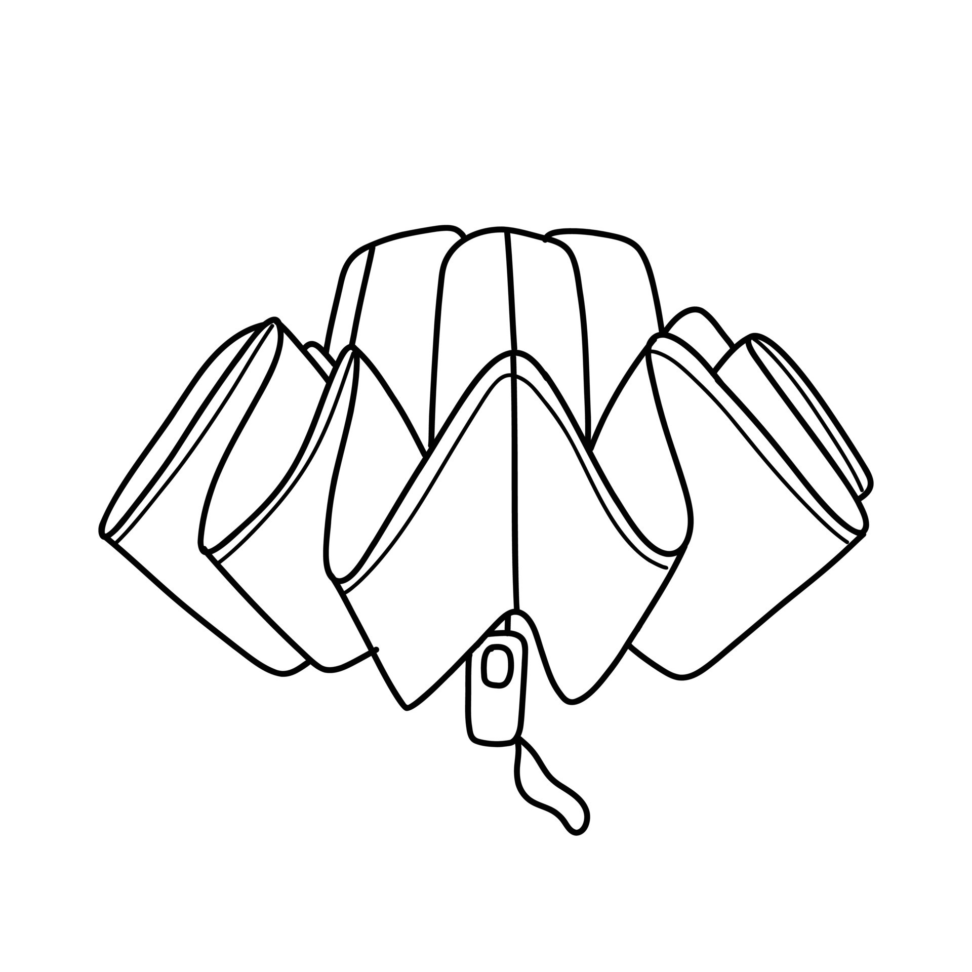 Umbrella in doodle style isolated on white background. Linear open ... Umbrella in doodle style isolated on white background. Linear open ...