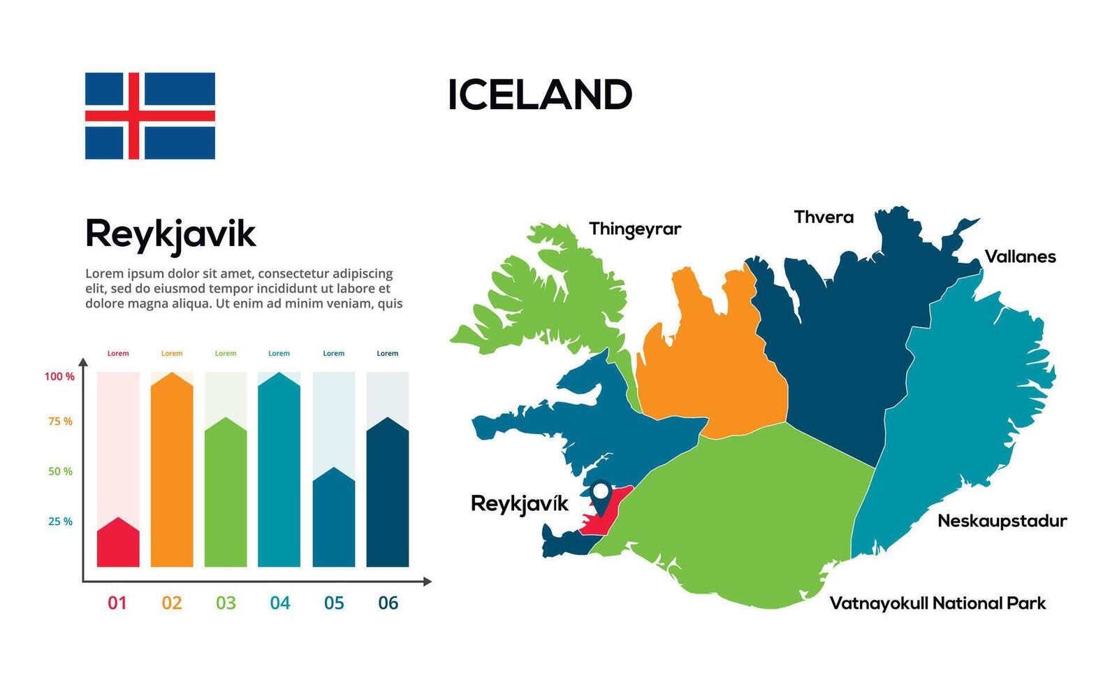 Iceland map. image of a global map in the form of regions of regions ...