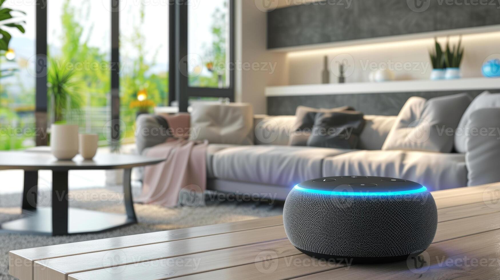 An image of a smart home system with voice commands and reminders for daily tasks 46729841 Stock ...