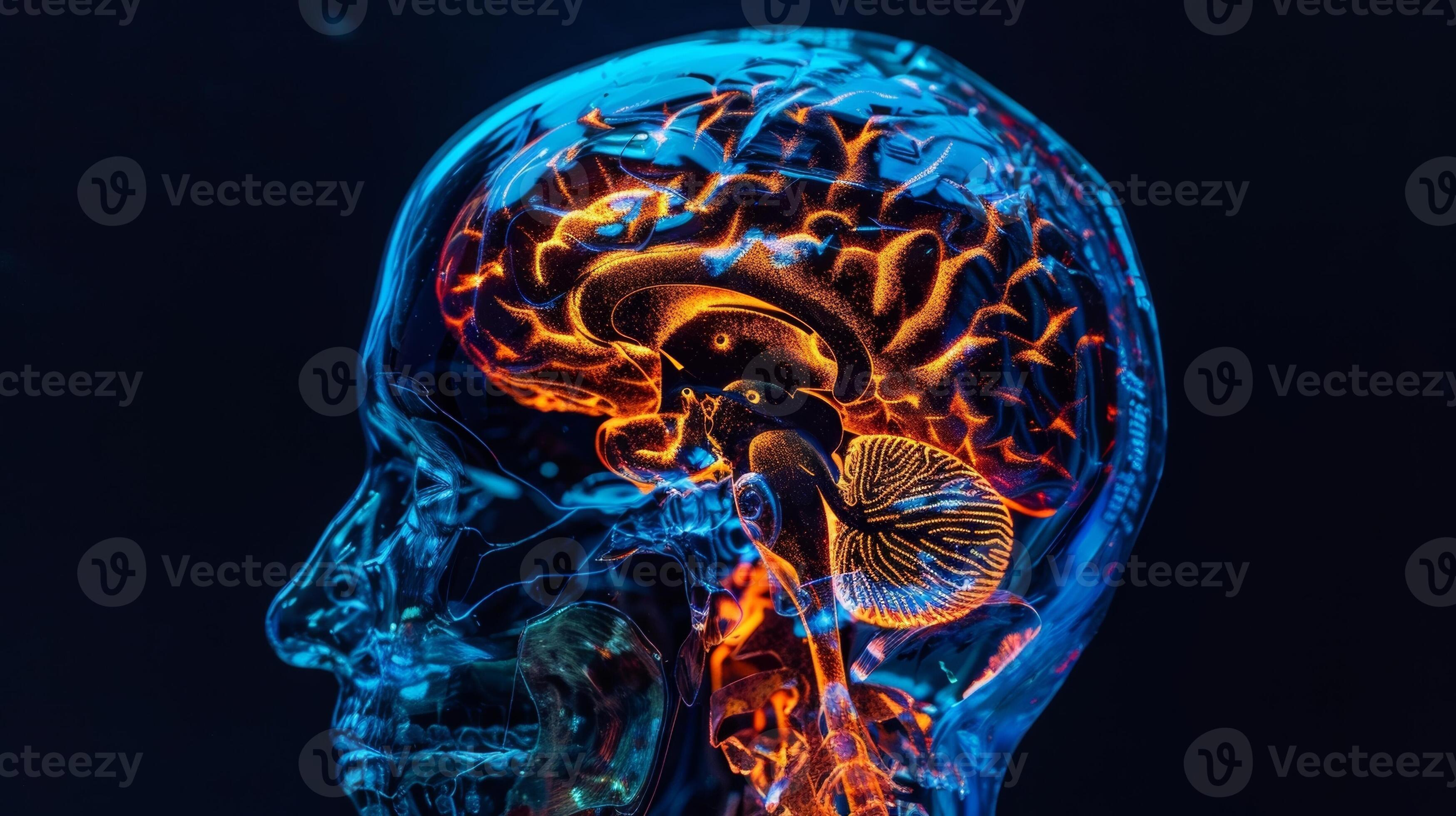 An MRI scan showing increased brain activity in the prefrontal cortex ...