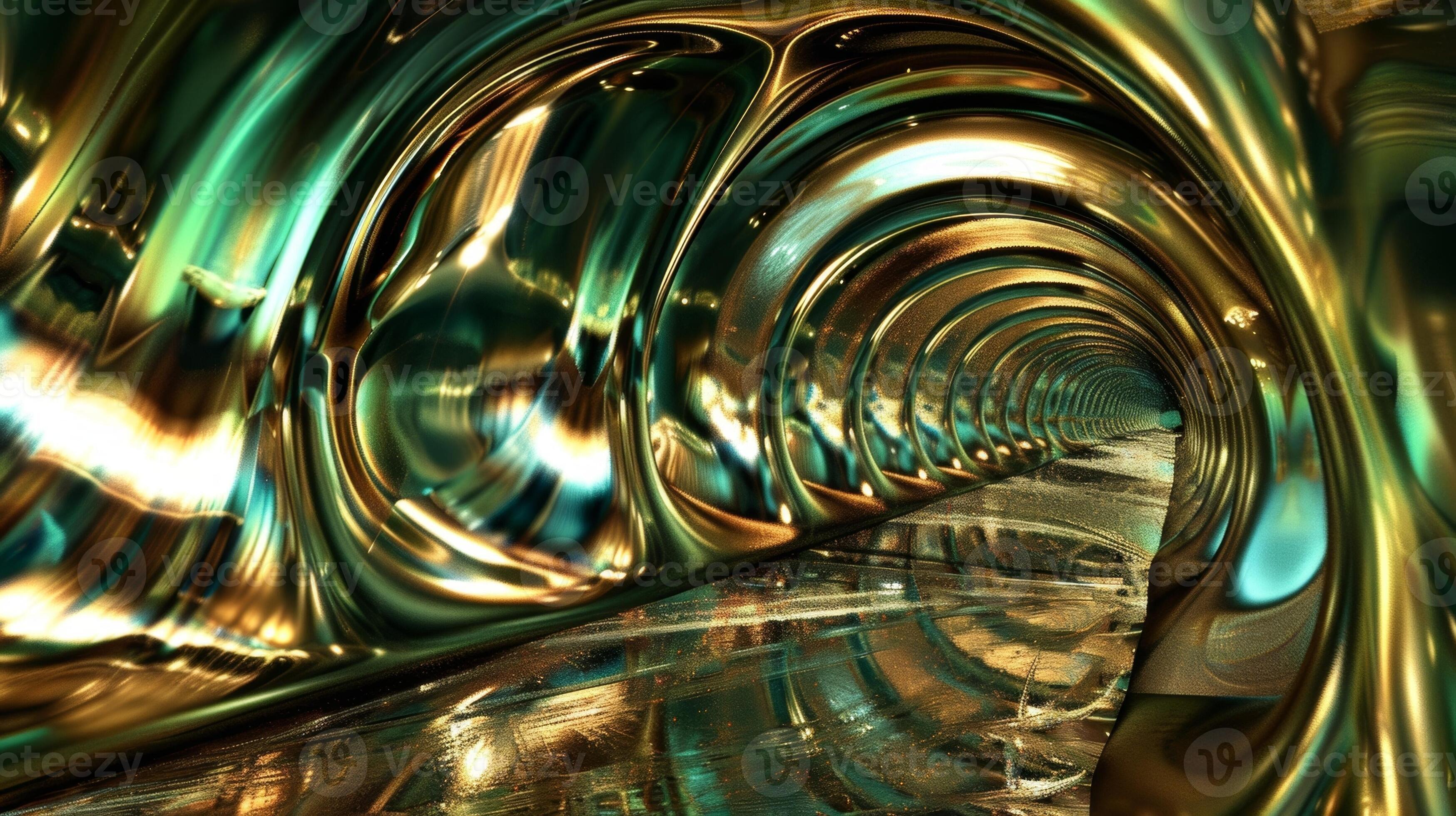 Distorted Vision The closeup view of a reflective mirror reveals a ...