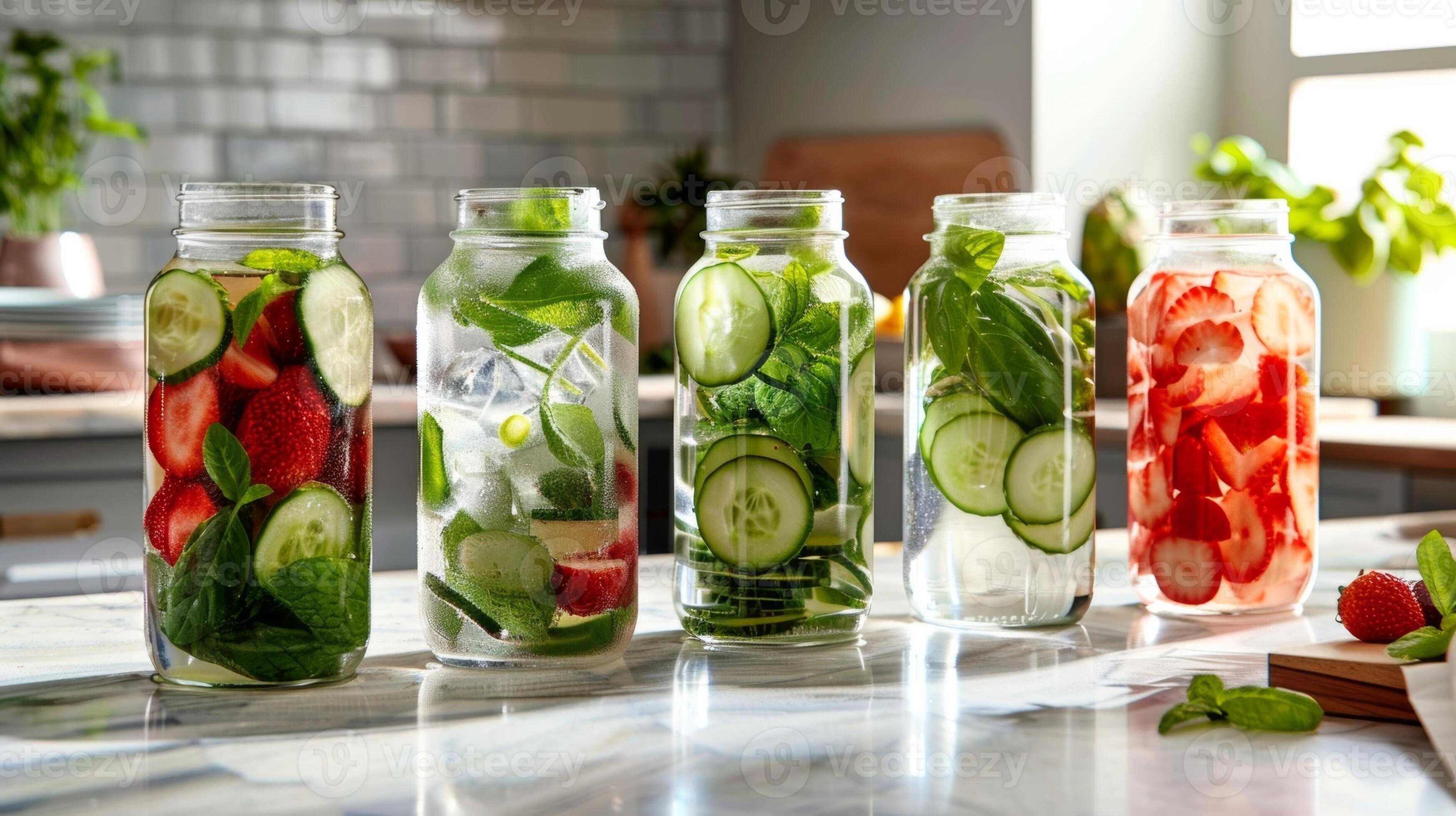 Discover a new way to stay hydrated with our infused water station featuring unique combinations ...