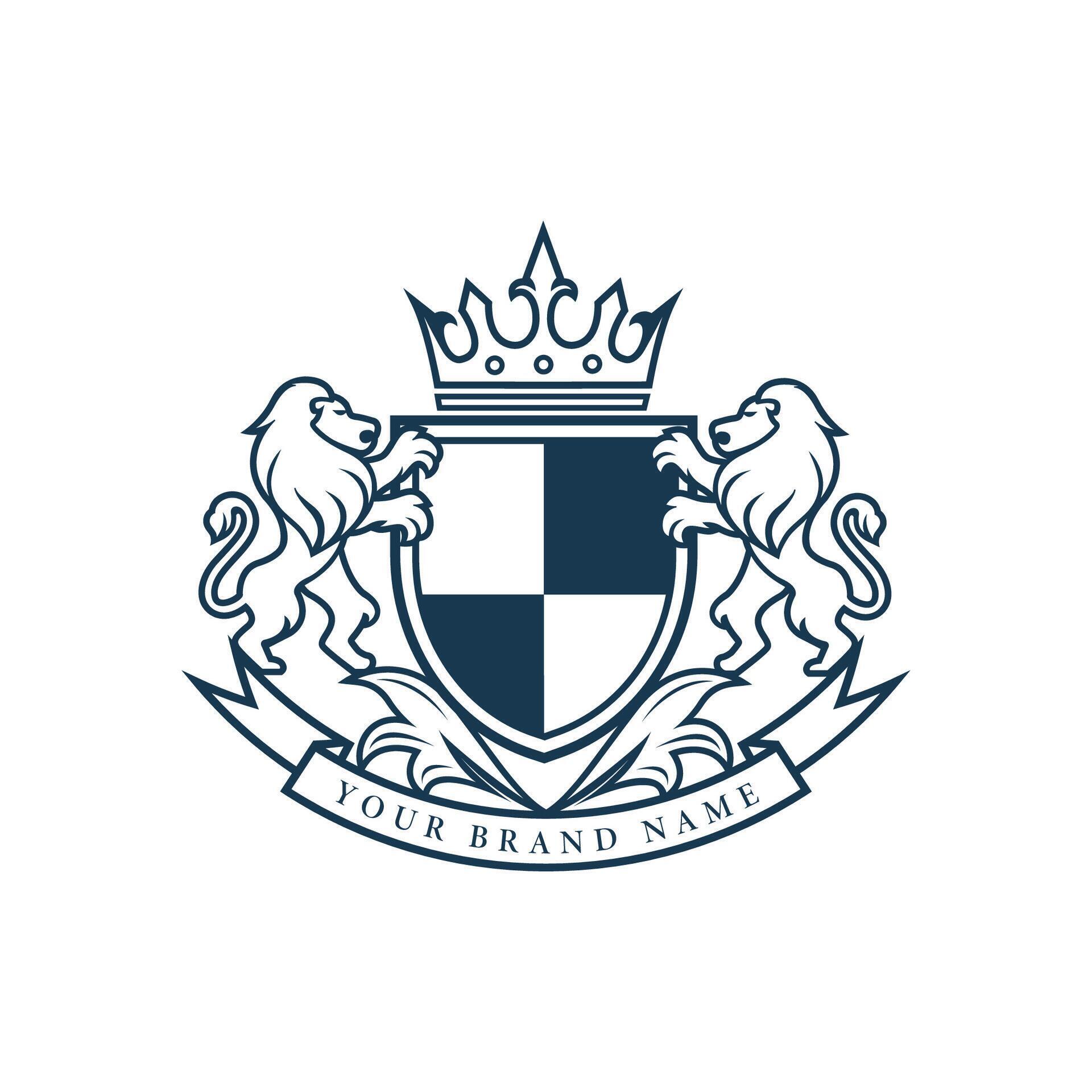 Luxury Lion heraldic logo. Elegant heraldic shield crest icon. Vintage ...