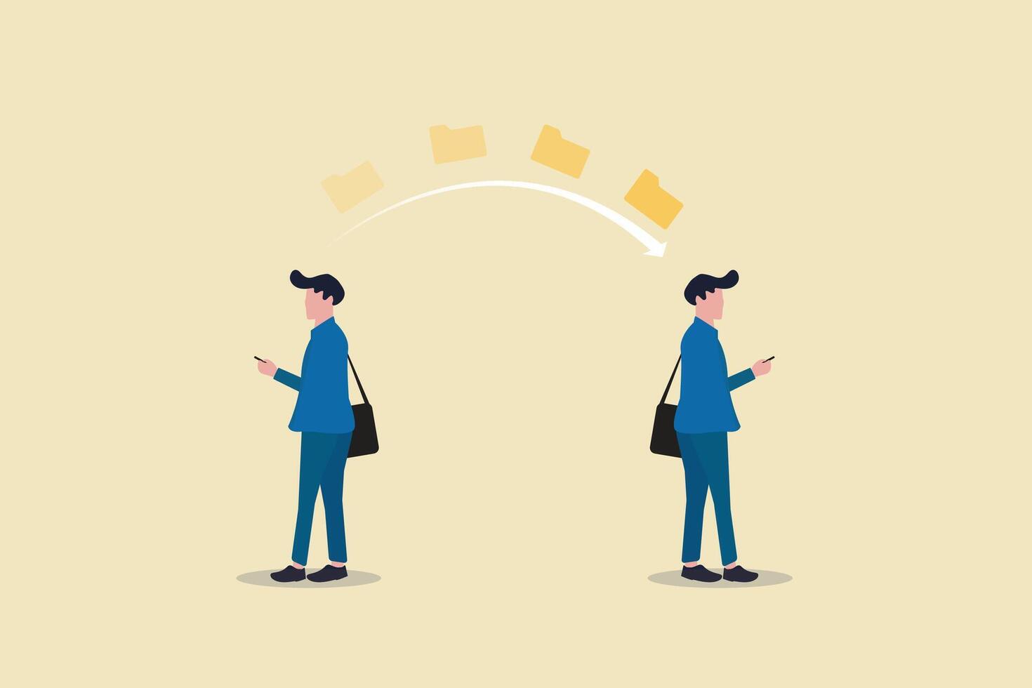 Business People Transfer File Concept Of Sharing Data Transferred Documents Copy Data And