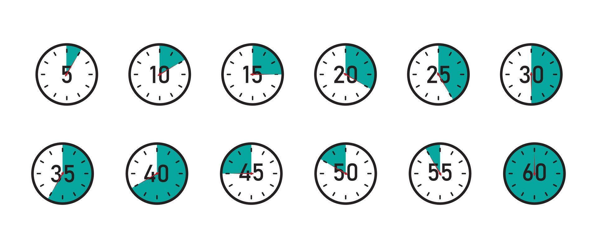 Countdown Timer Symbol Set Stopwatch Icons Set With Different Time