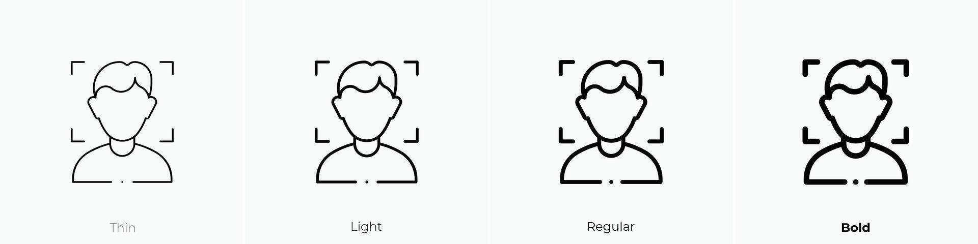 Face Detection Icon Thin Light Regular And Bold Style Design Isolated On White Background