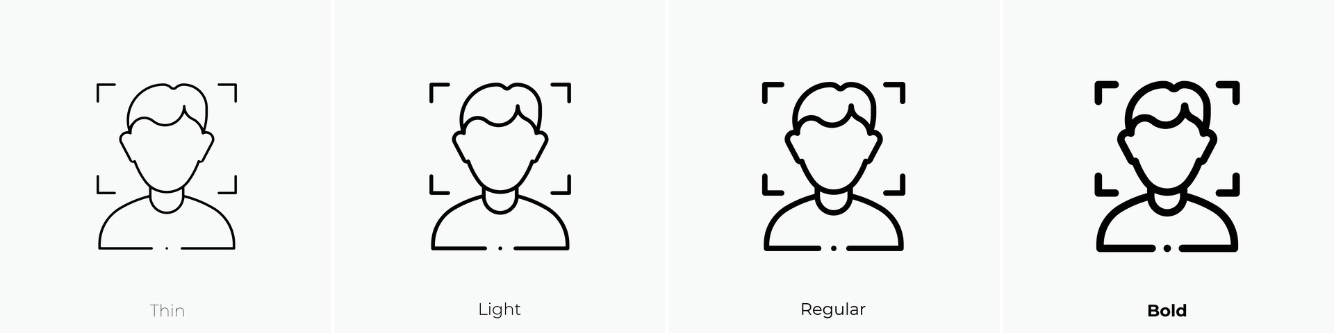 Face Detection Icon Thin Light Regular And Bold Style Design