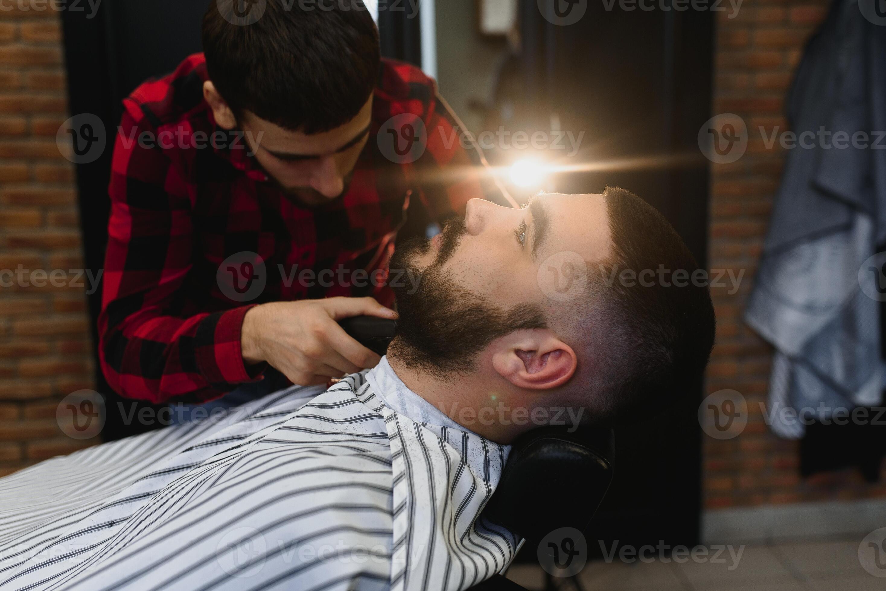 Bearded man, bearded male. Vintage barbershop, shaving. Portrait of ...