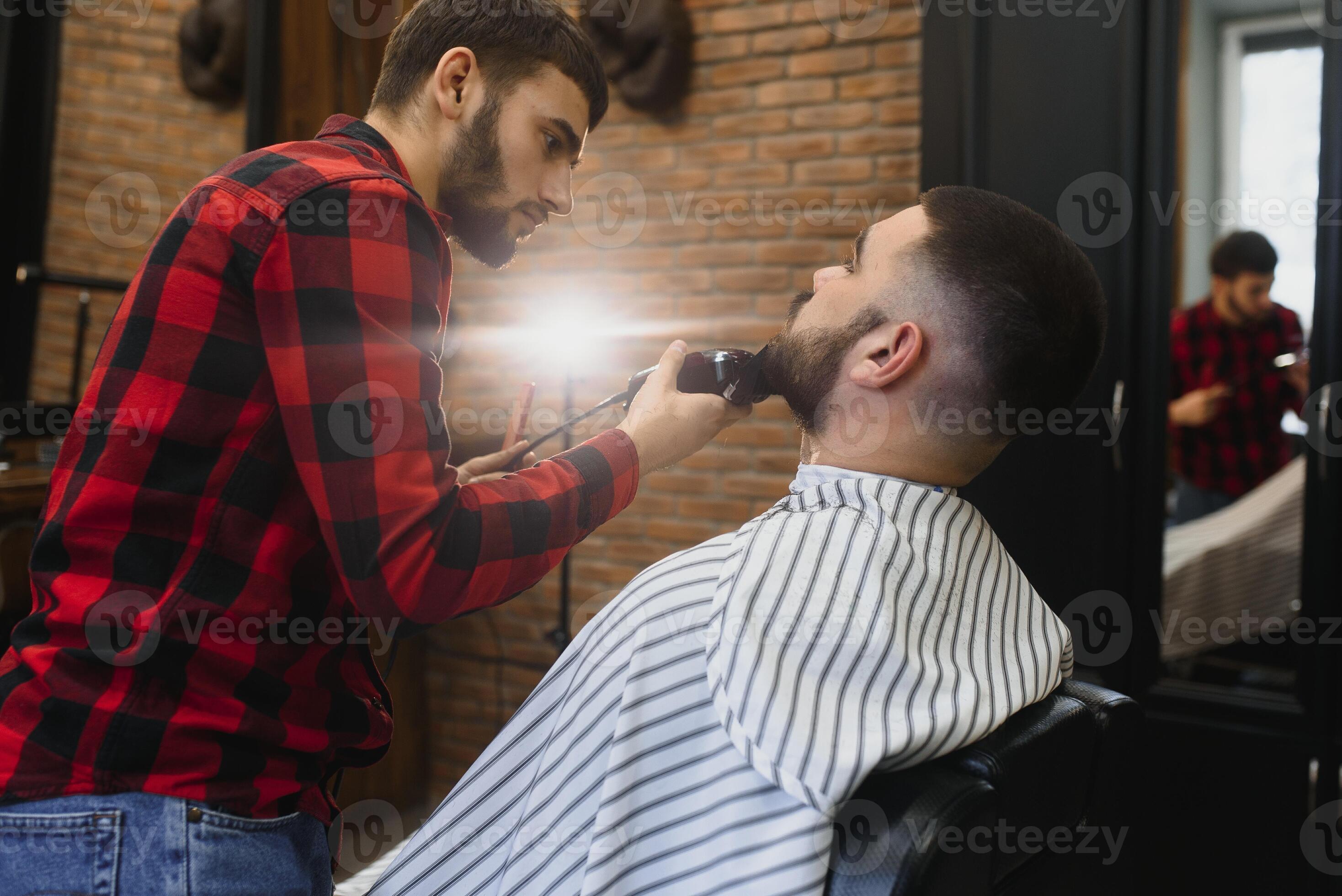 Bearded man, bearded male. Vintage barbershop, shaving. Portrait of ...