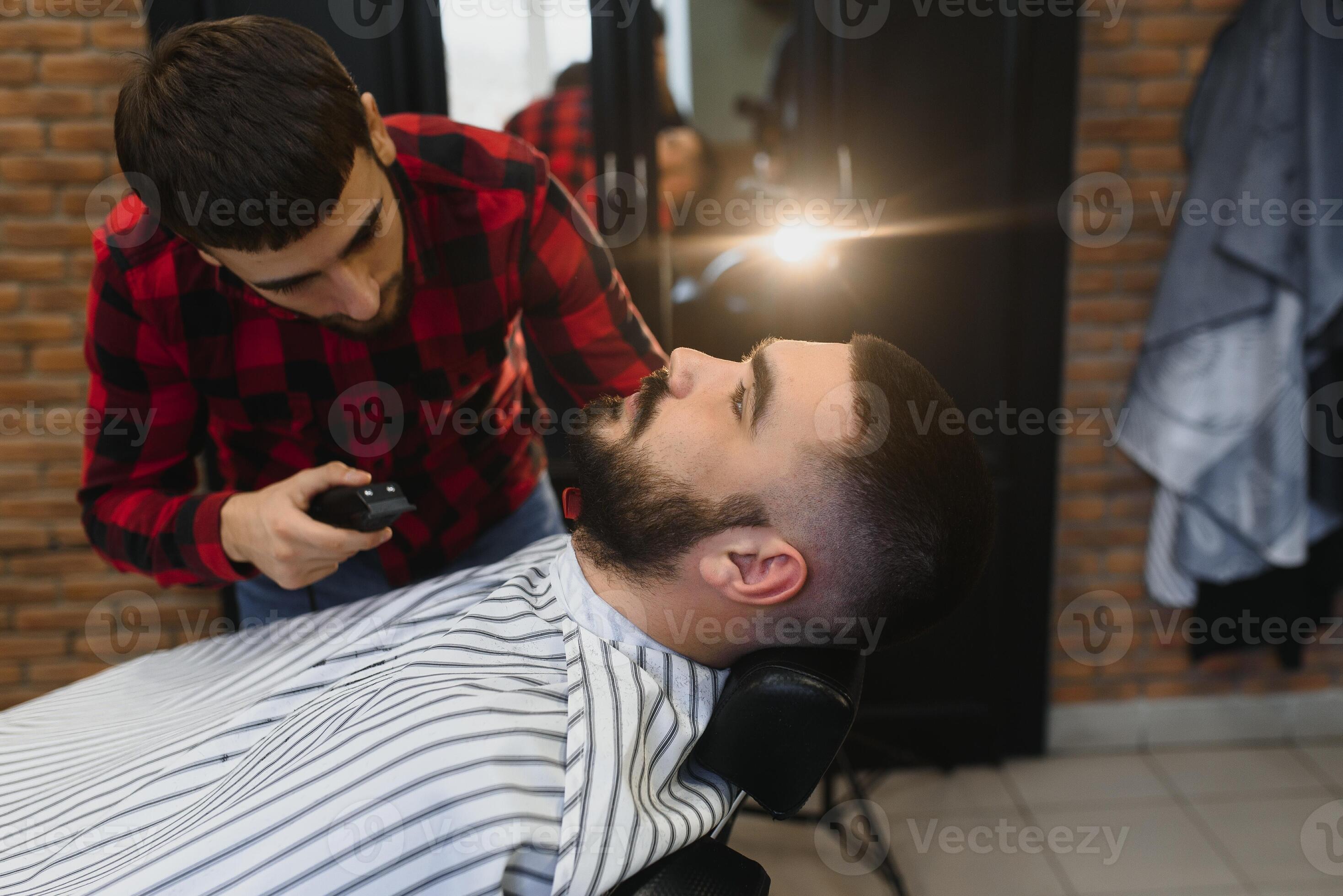 Bearded man, bearded male. Vintage barbershop, shaving. Portrait of ...