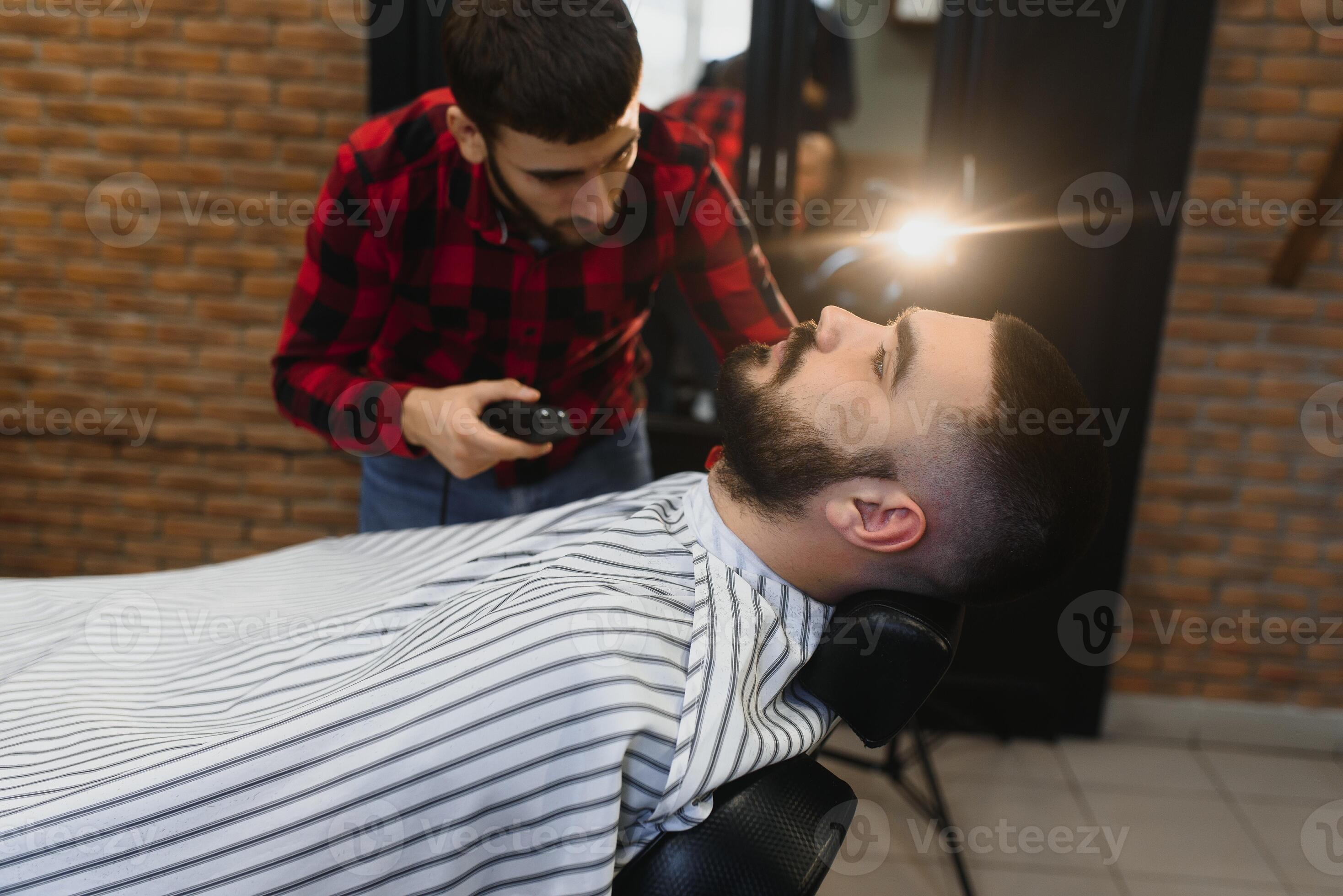 Bearded man, bearded male. Vintage barbershop, shaving. Portrait of ...