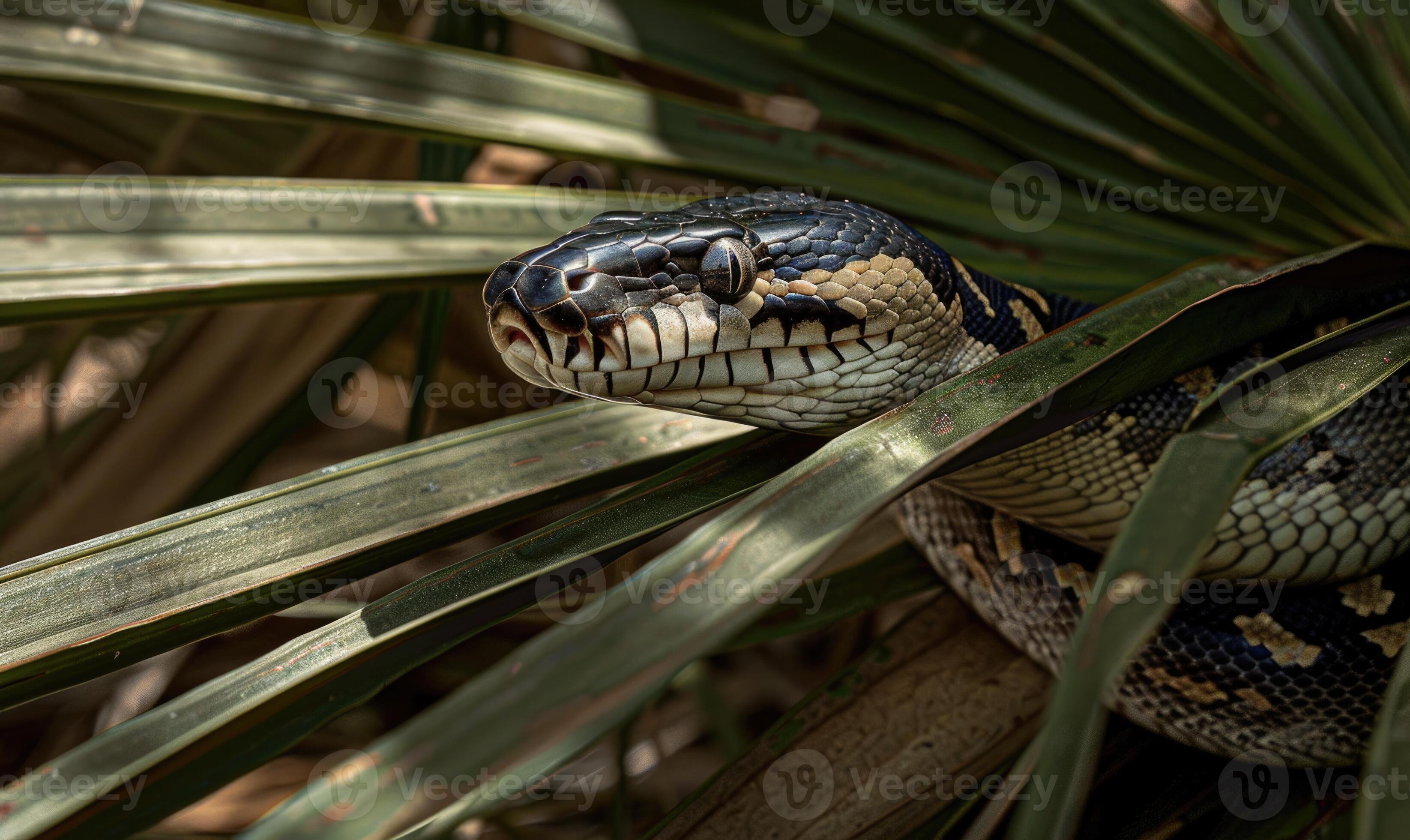 Black-headed python on palm fronds 46764010 Stock Photo at Vecteezy