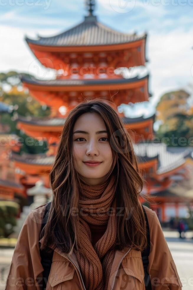 asian woman traveling in traditional japanese city Kyoto in momiji season. 46769860 Stock Photo ...