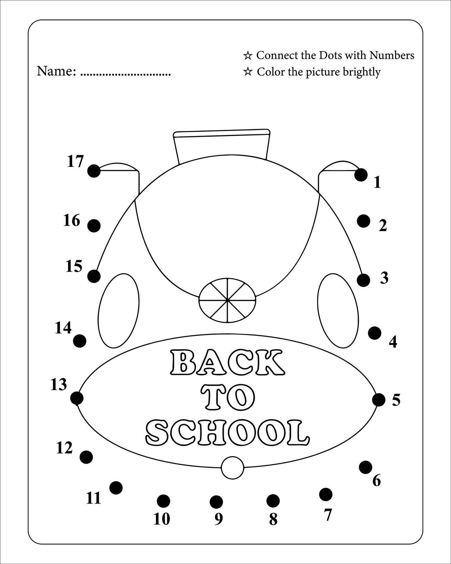 Back To School Dot To Dot Activity Page for kids 46784988 Vector Art at ...