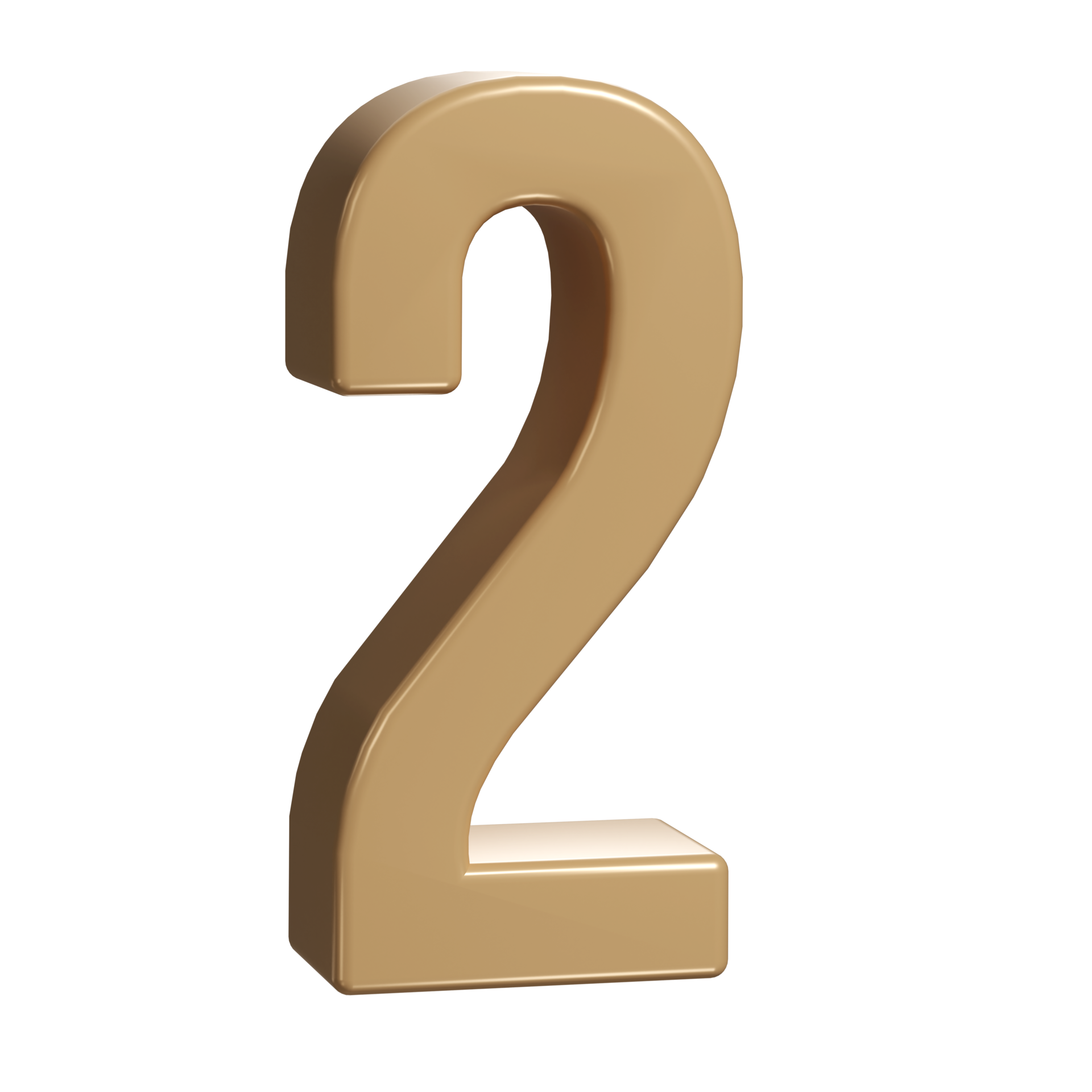 3d number two 2 golden or bronze shining typography symbol or sign ...