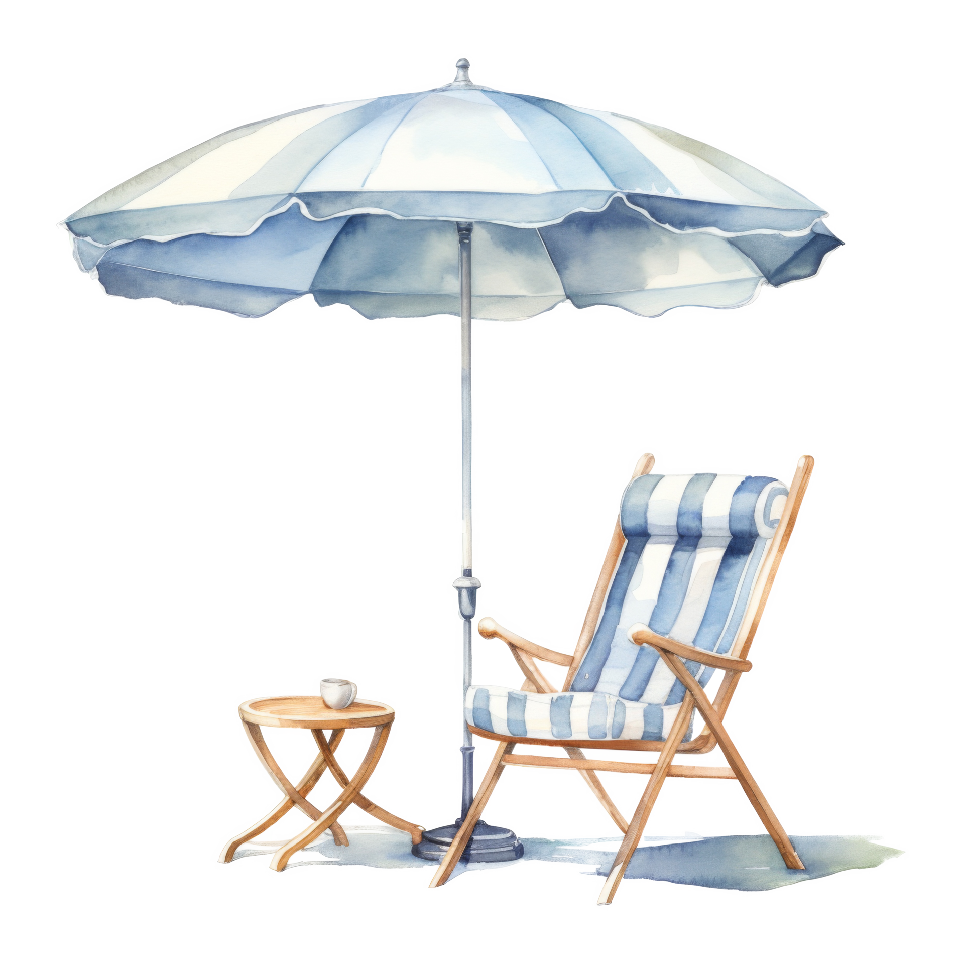 Beach Chair Summer Illustration Watercolor Style 46785599 Png