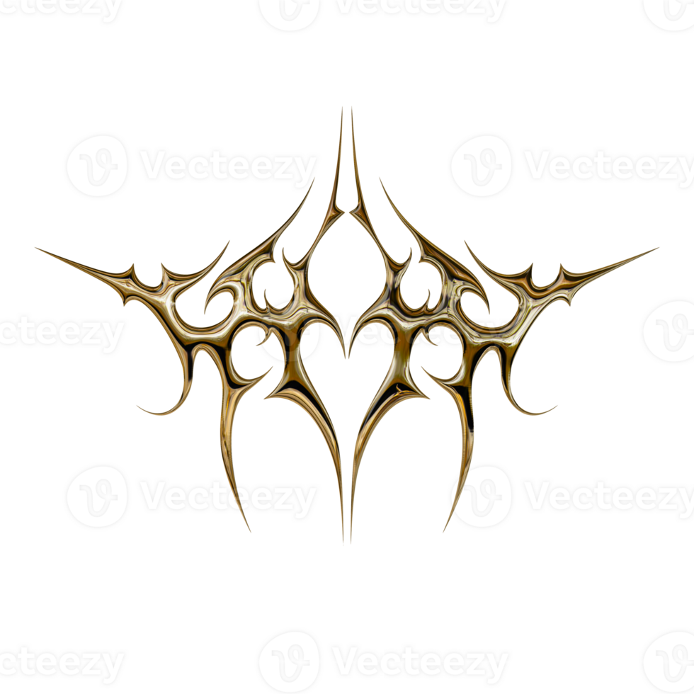 3d Chrome Metal Effect Neo Tribal Y2k Gothic Style Tattoo Cyber