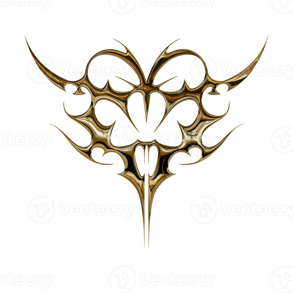 3d Chrome Metal Effect Neo Tribal Y2k Gothic Style Tattoo Cyber