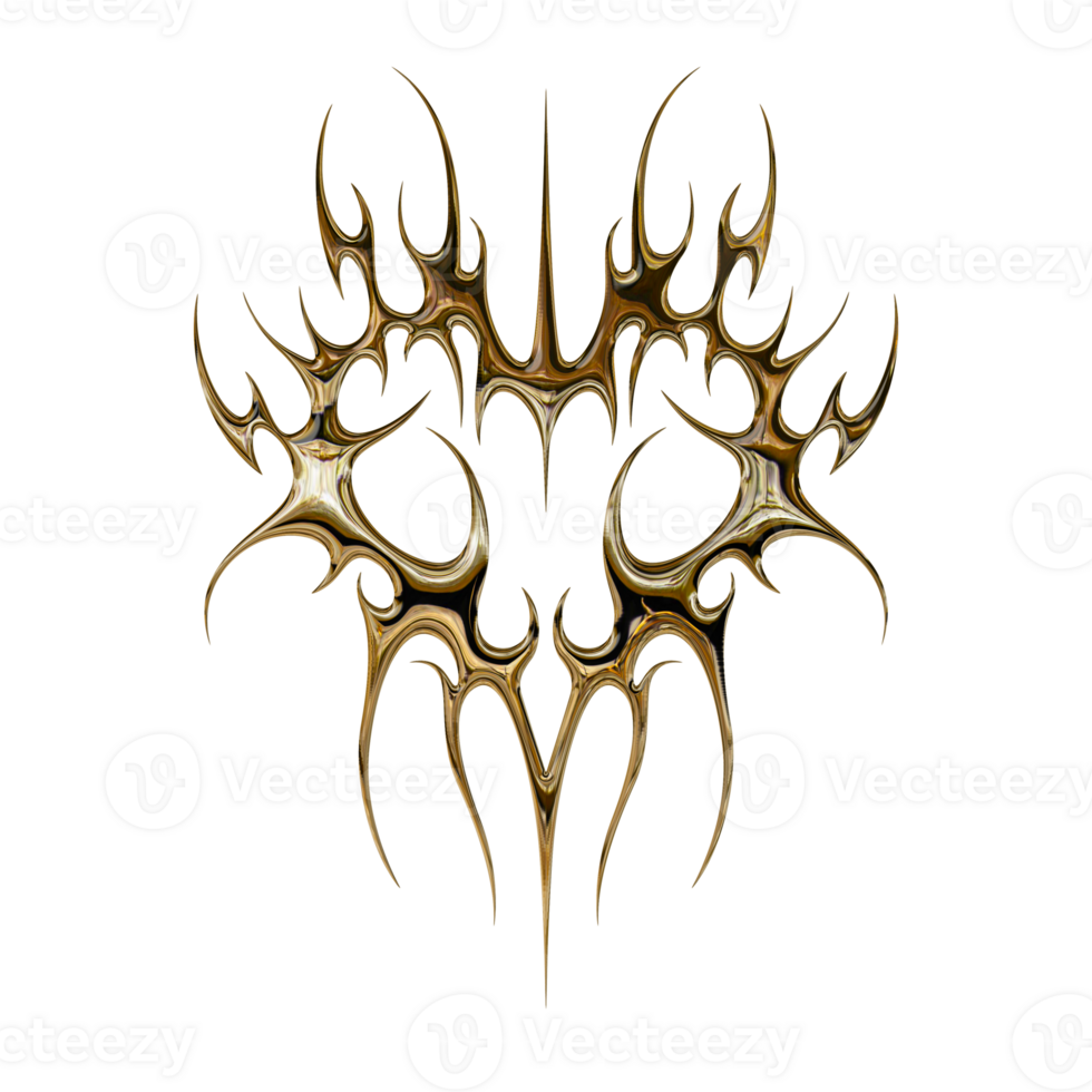 3d Chrome Metal Effect Neo Tribal Y2k Gothic Style Tattoo Cyber