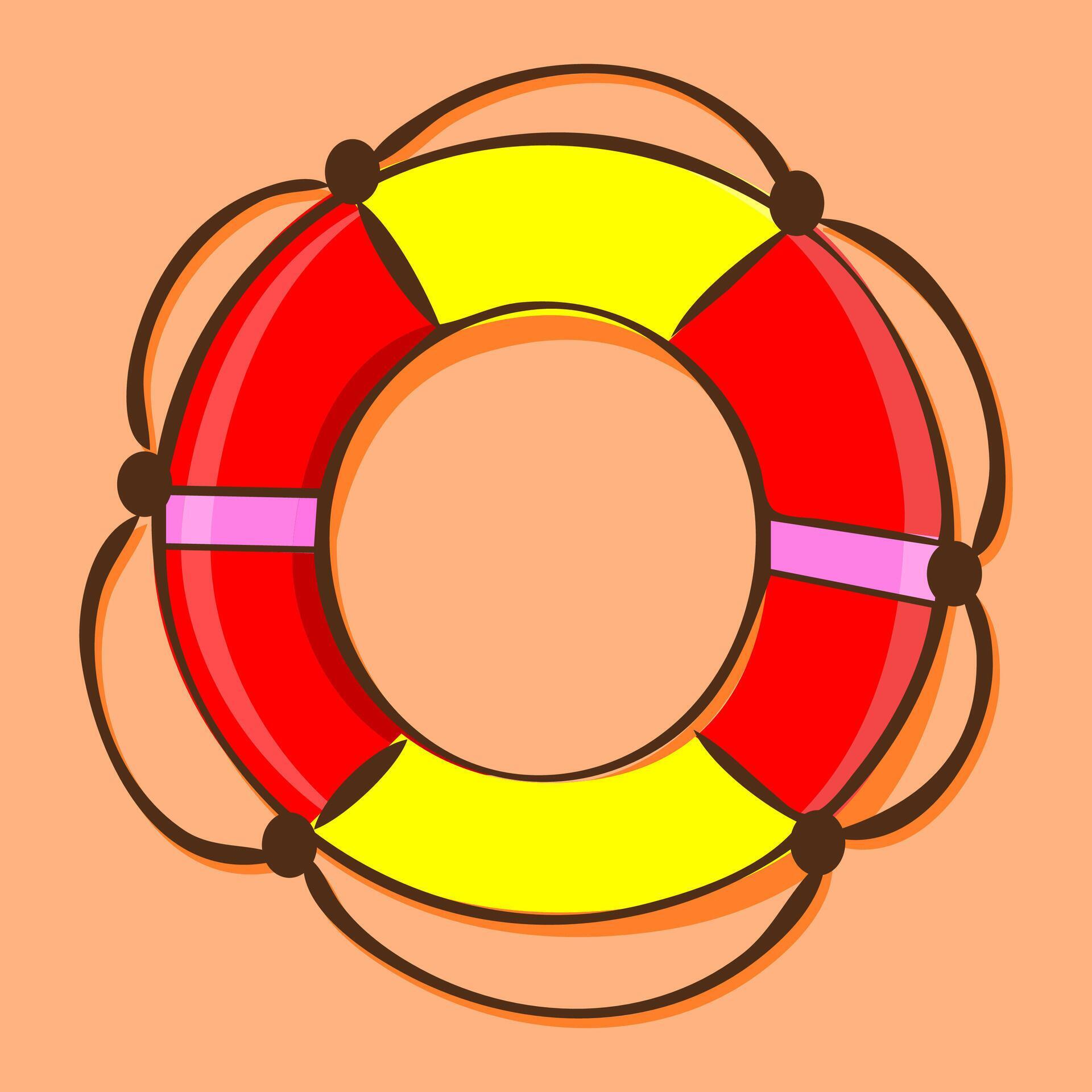 Illustration Of Red And Yellow Lifesaving Buoy Safety Swim Ring At The